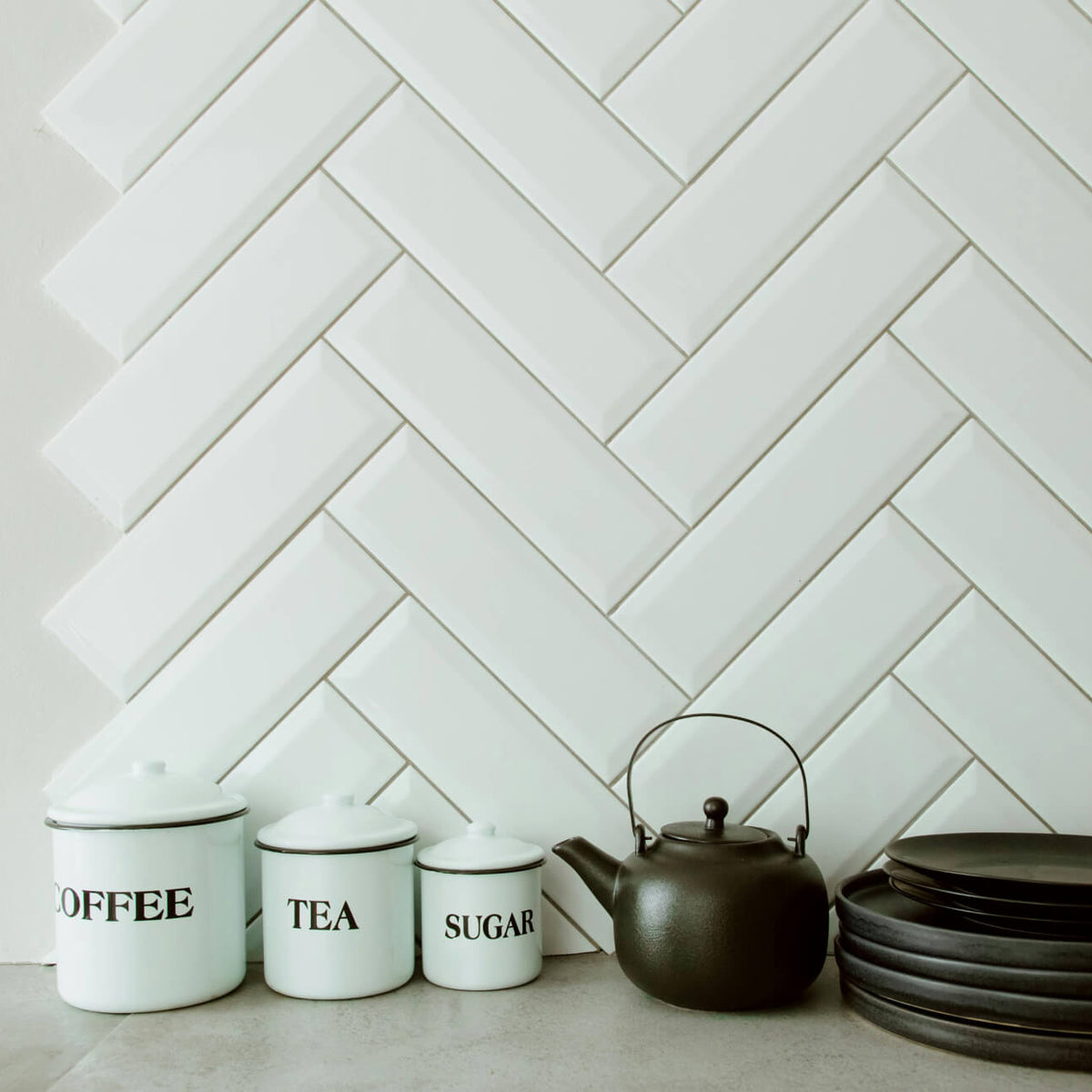 herringbone pattern tile wall