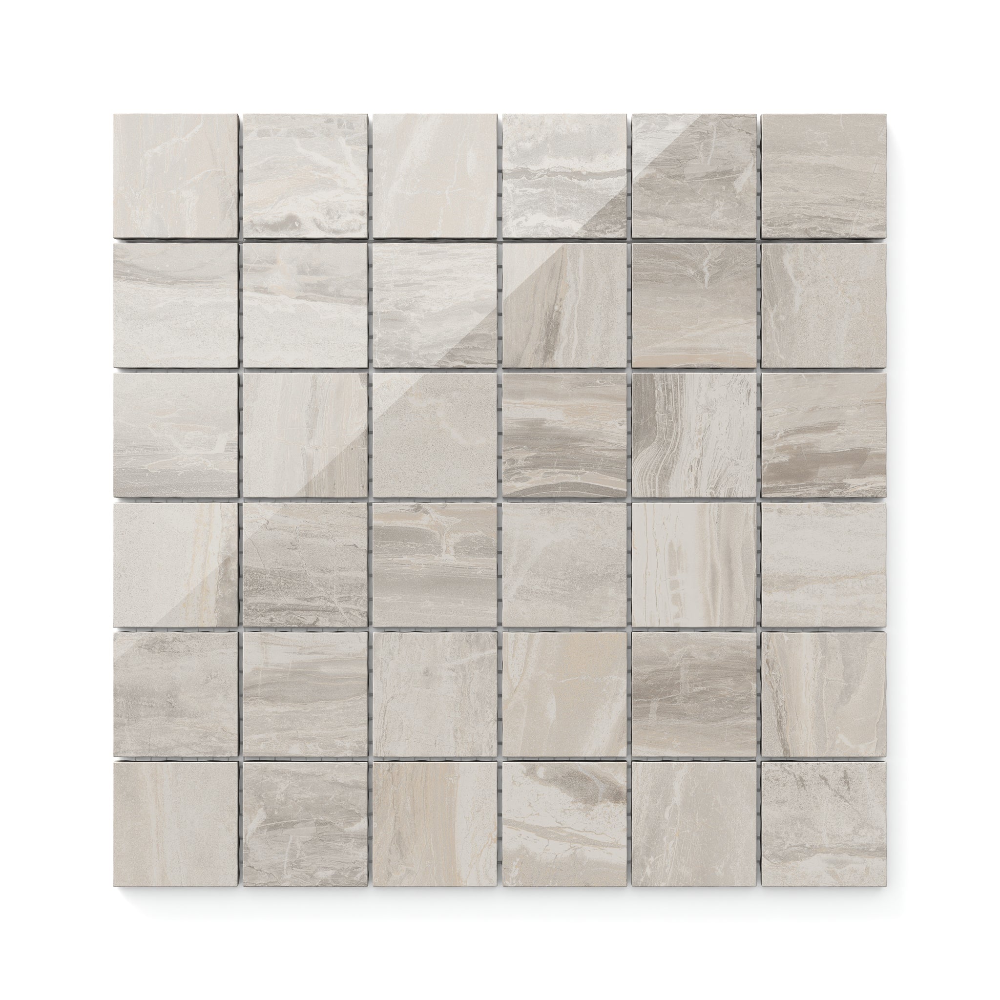 Harley 2x2 Polished Porcelain Mosaic Tile in Greige