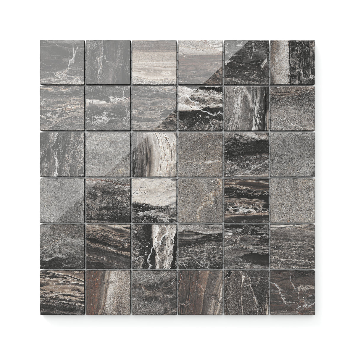 Harley 2x2 Polished Porcelain Mosaic Tile in Graphite