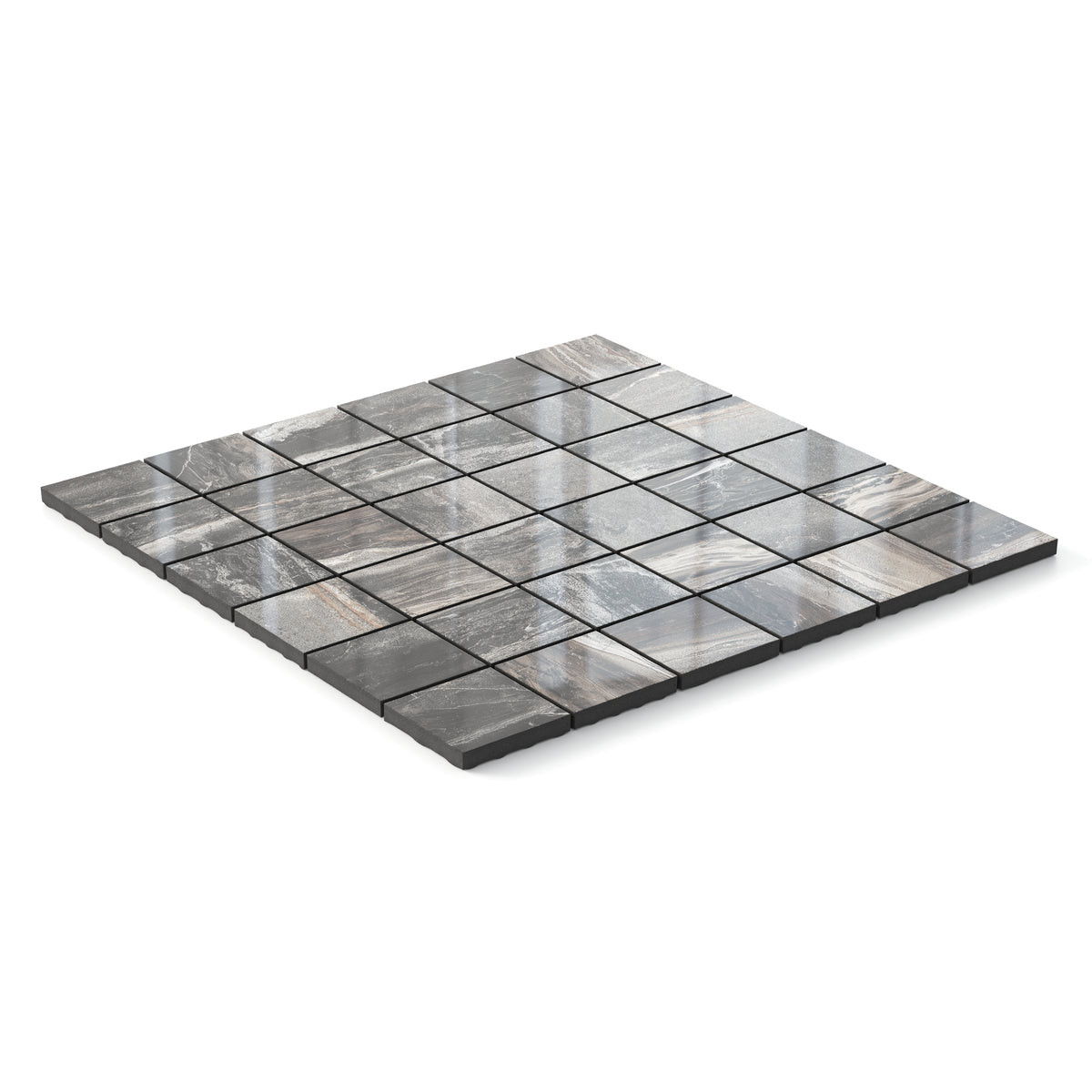 Harley 2x2 Polished Porcelain Mosaic Tile in Graphite