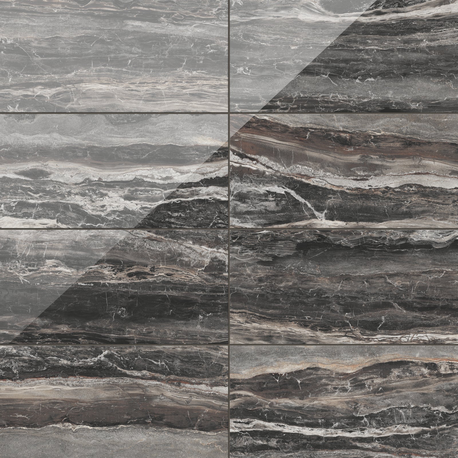 Harley 12x24 Polished Porcelain Tile in Graphite