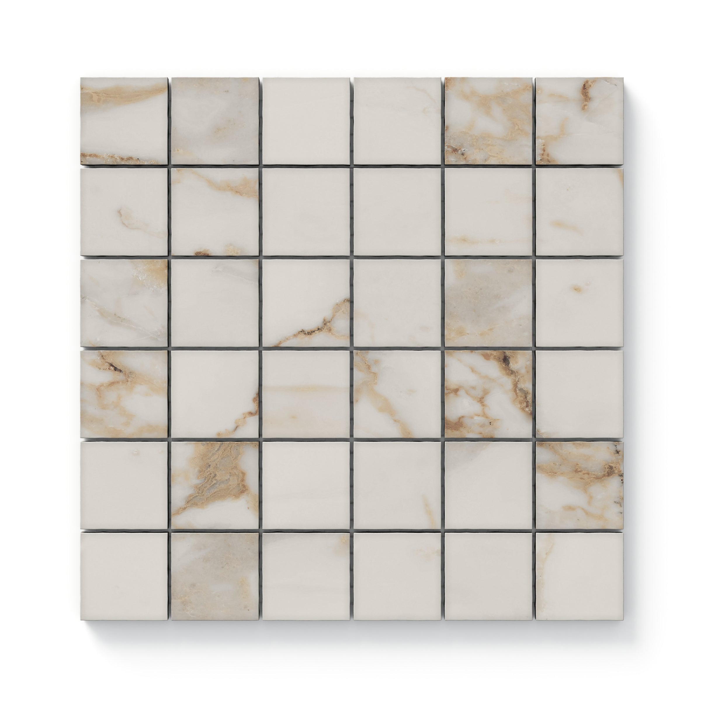 Giada 2x2 Matte Porcelain Mosaic Tile in Calacatta Gold