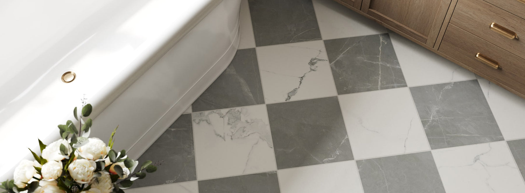 Checkerboard Bathroom Tile | Shower, Floor - $2 Sample