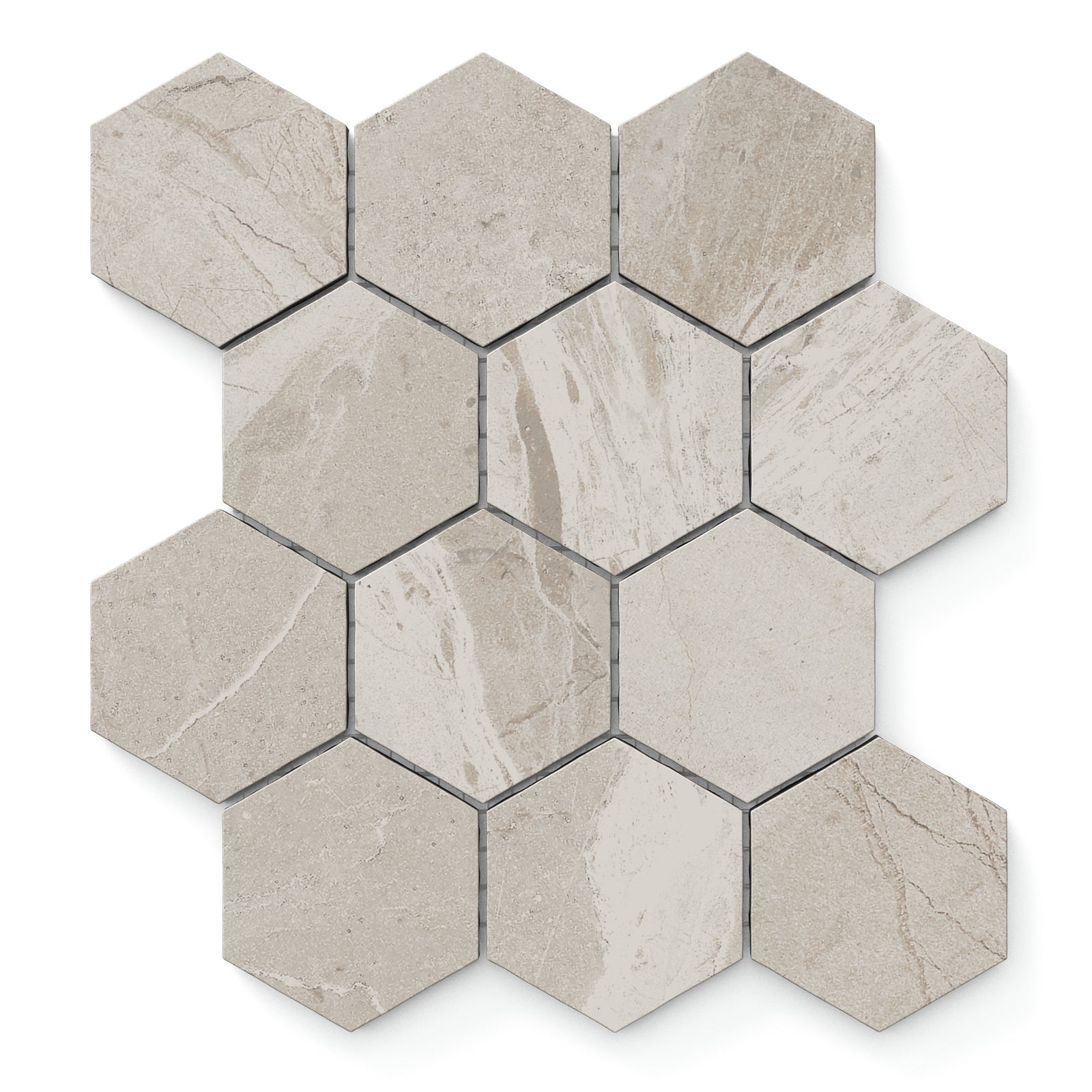 Declan 3x3 Matte Porcelain Hexagon Mosaic Tile in Ash