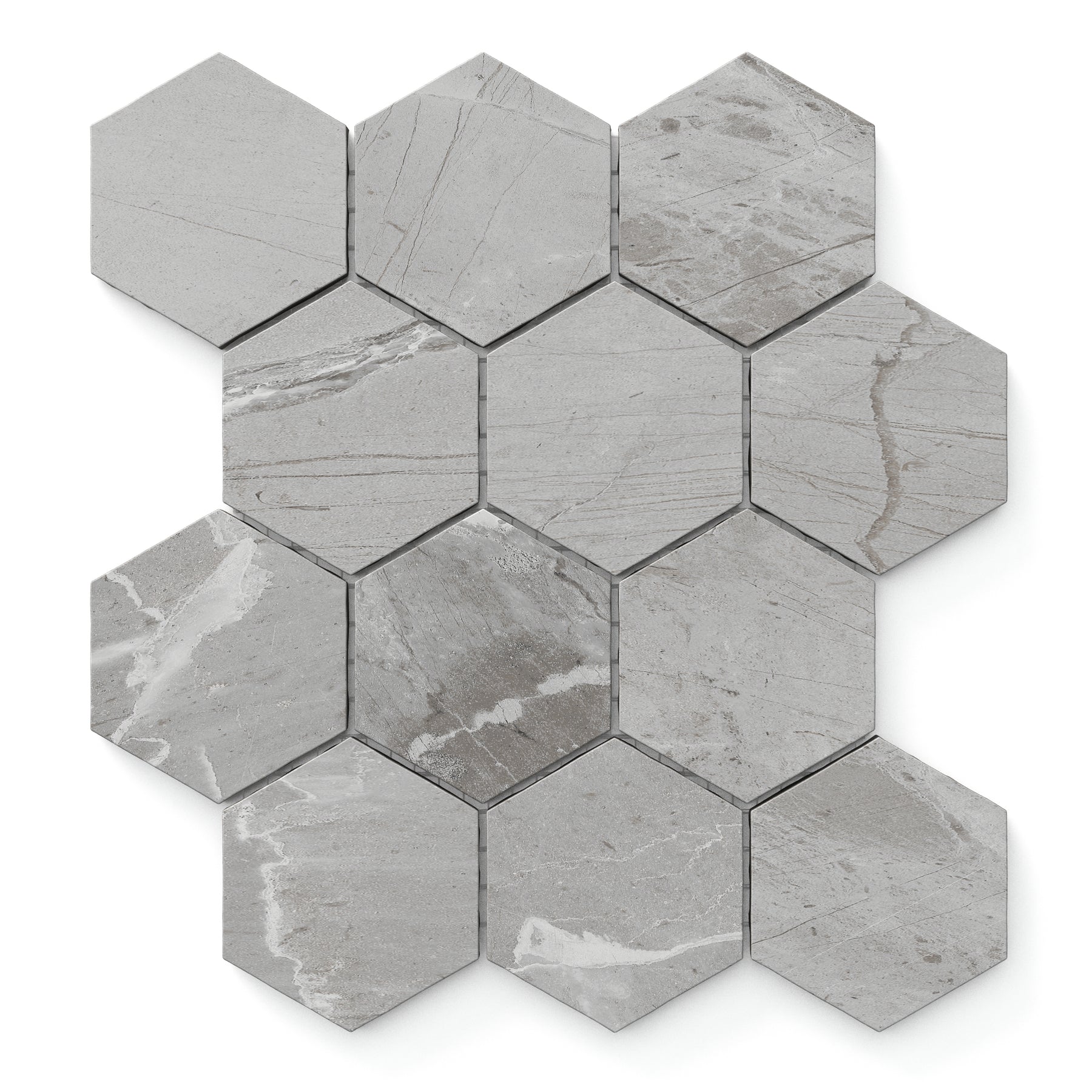 Declan 3x3 Matte Porcelain Hexagon Mosaic Tile in Grey