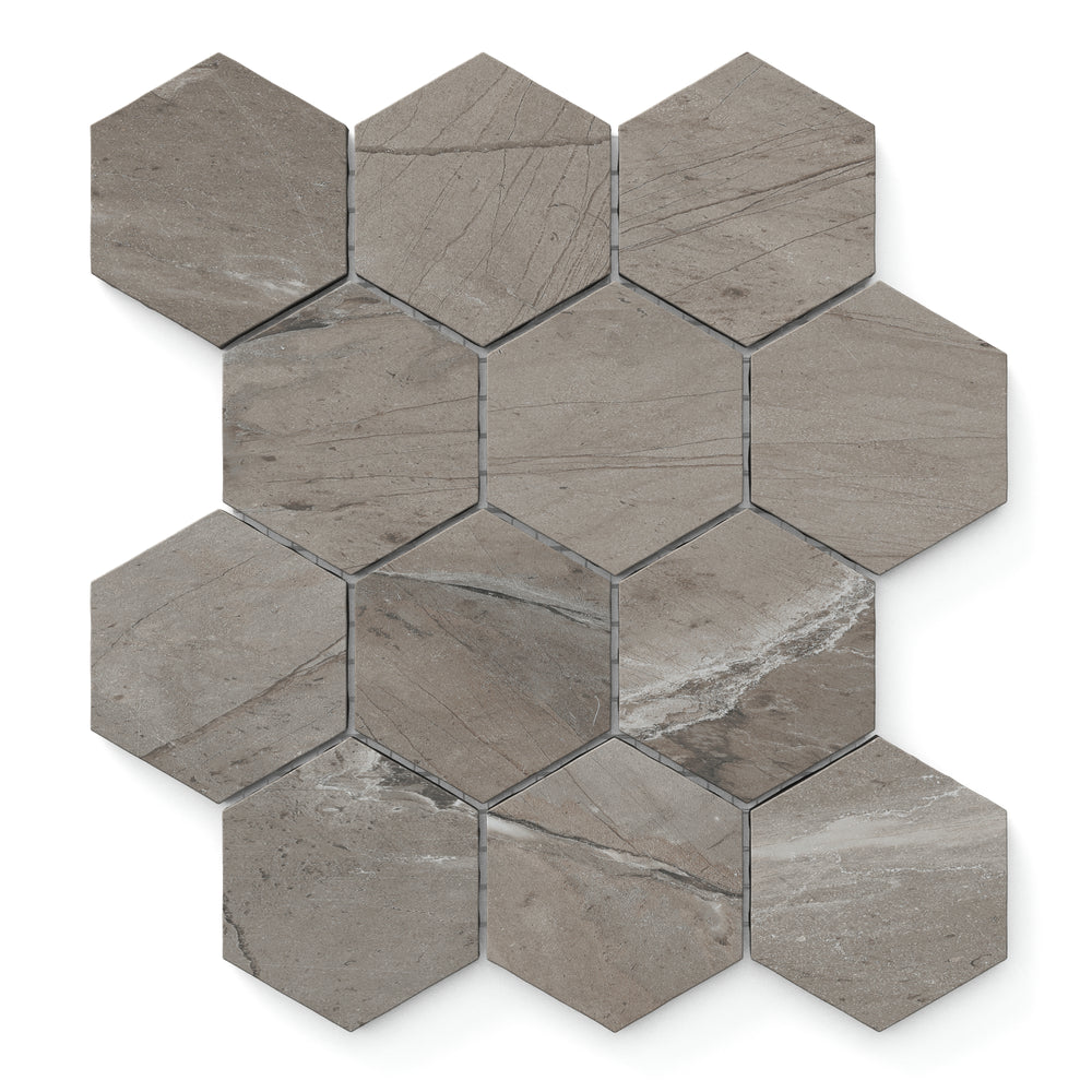 Declan 3x3 Matte Porcelain Hexagon Mosaic Tile in Mink