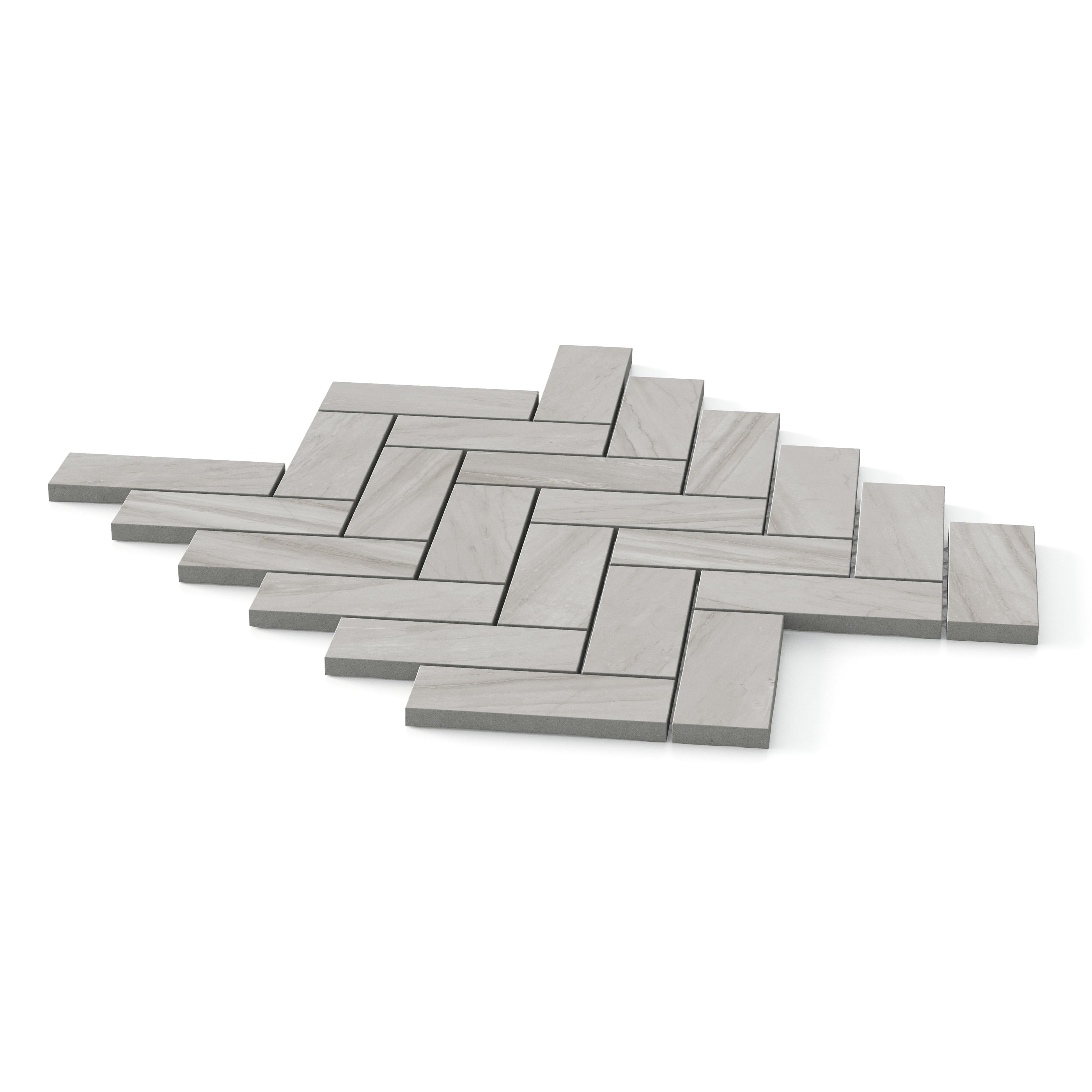 Chantel 12x15 Matte Porcelain Herringbone Mosaic Tile in Alaska Grey