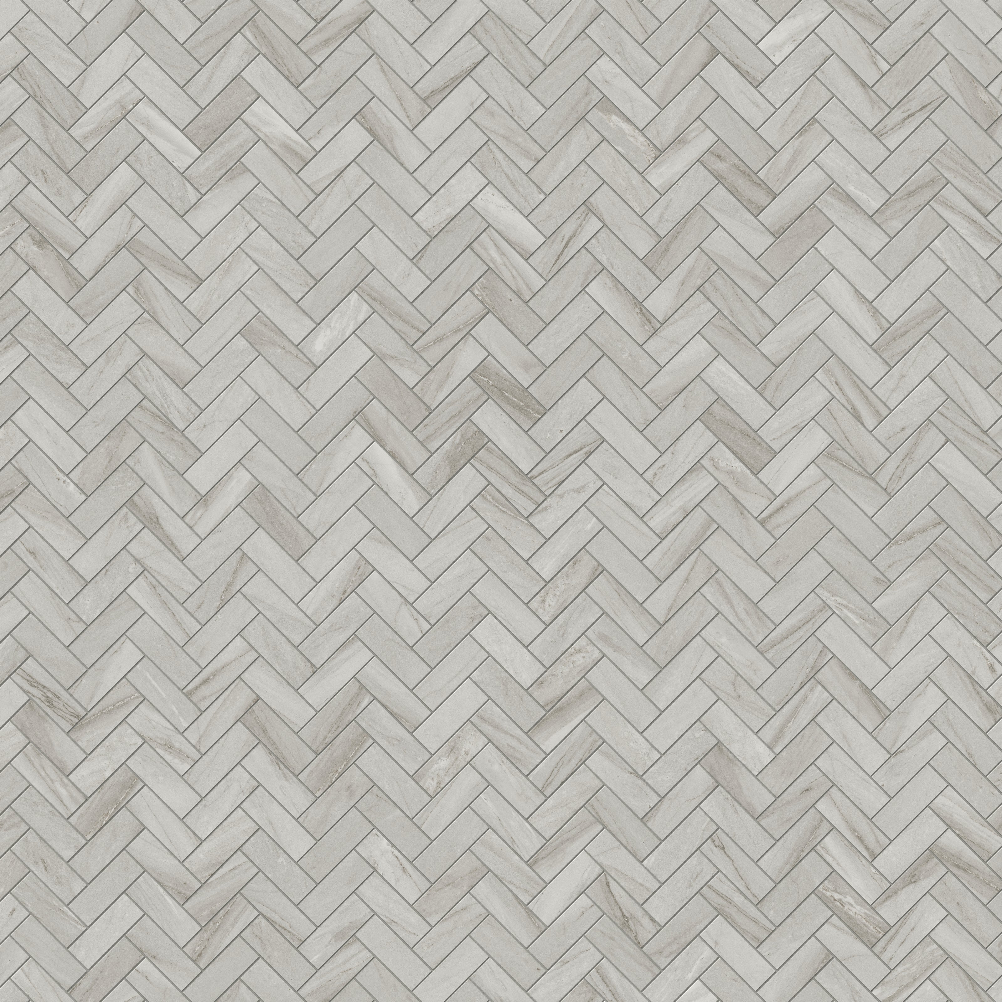 Chantel 12x15 Polished Porcelain Herringbone Mosaic Tile in Alaska Gre