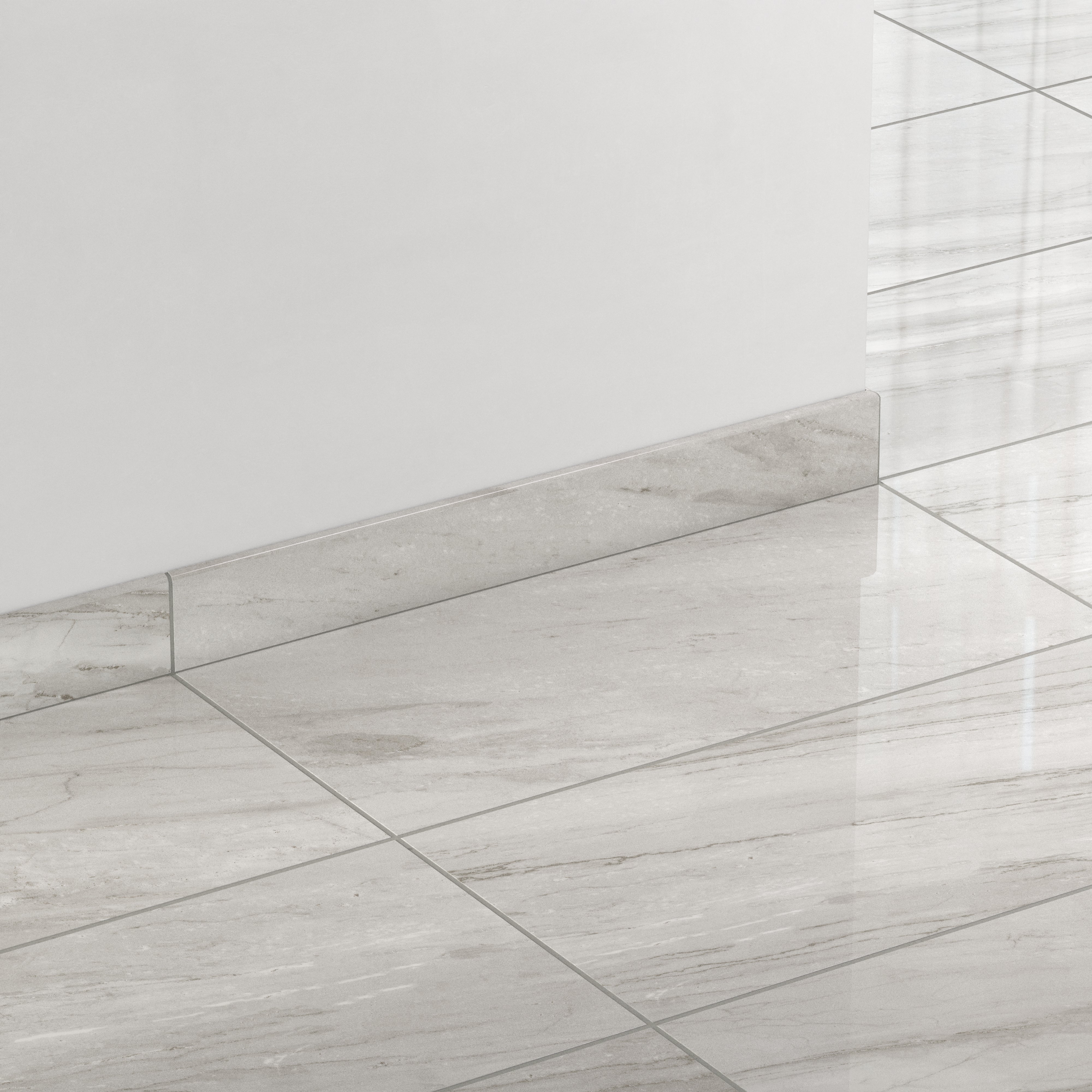 Chantel 3x24 Polished Porcelain Bullnose Tile in Alaska Grey