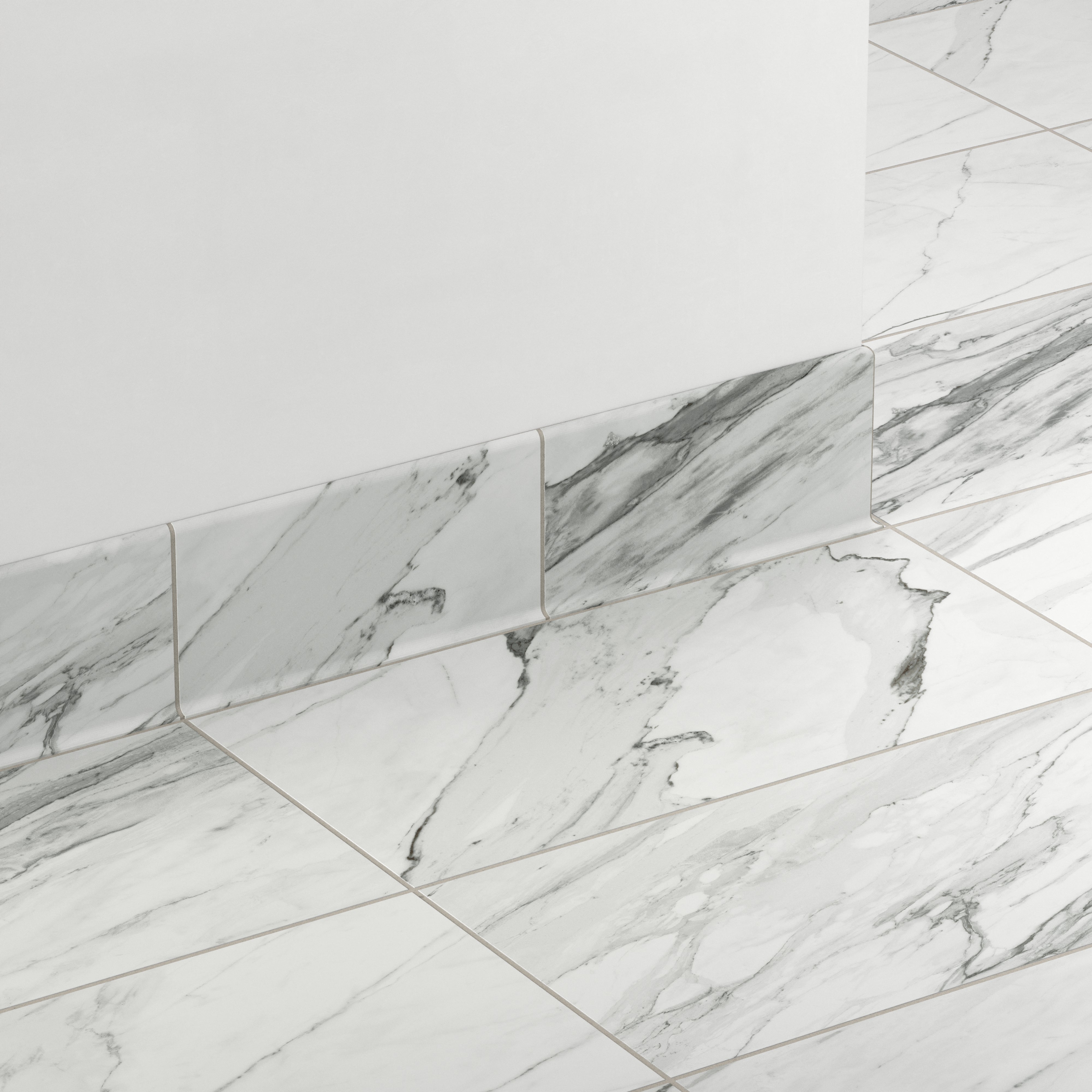 Chantel 6x12 Matte Porcelain Cove Base Tile in Apuano