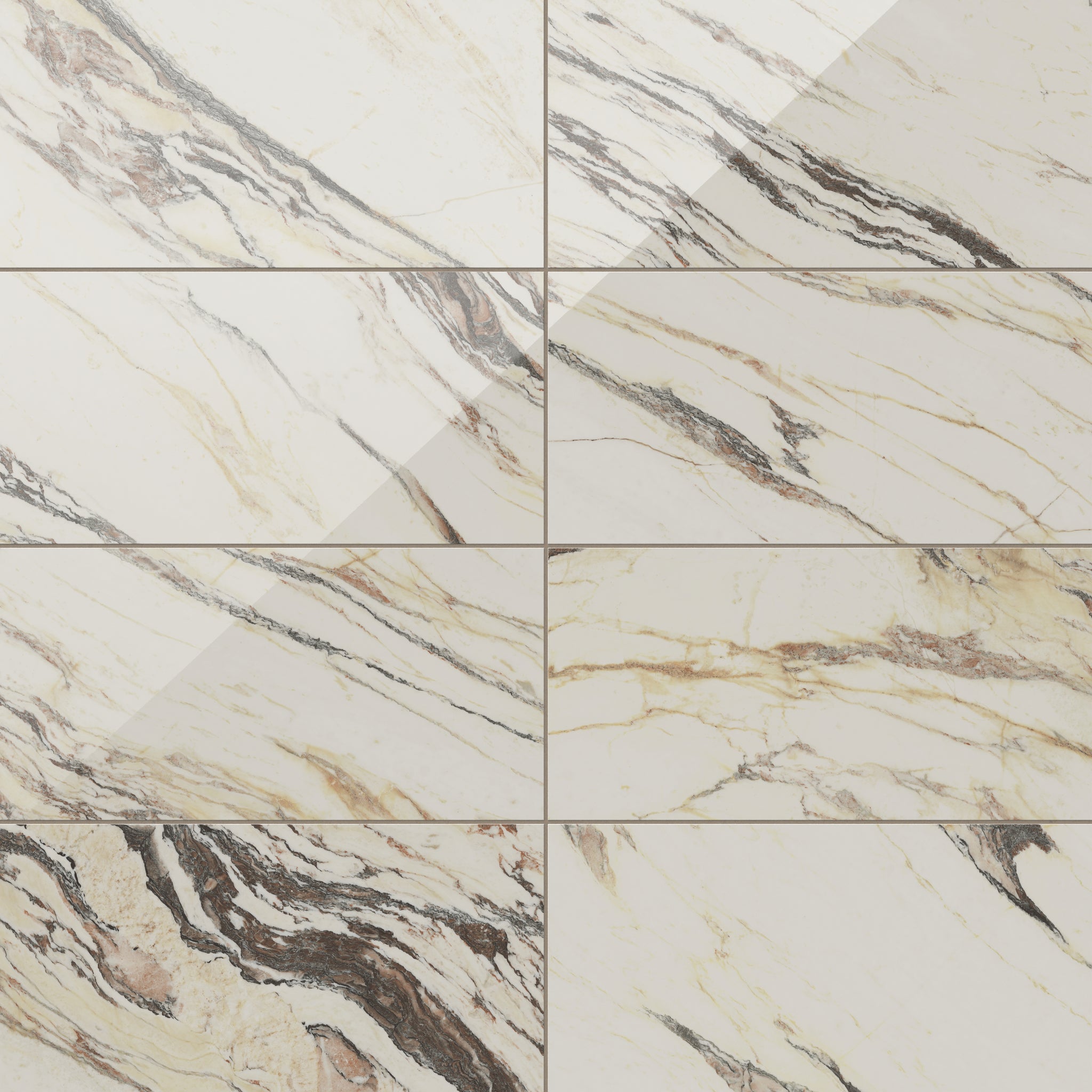 Aniston 12x24 Polished Porcelain Tile in Calacatta Viola