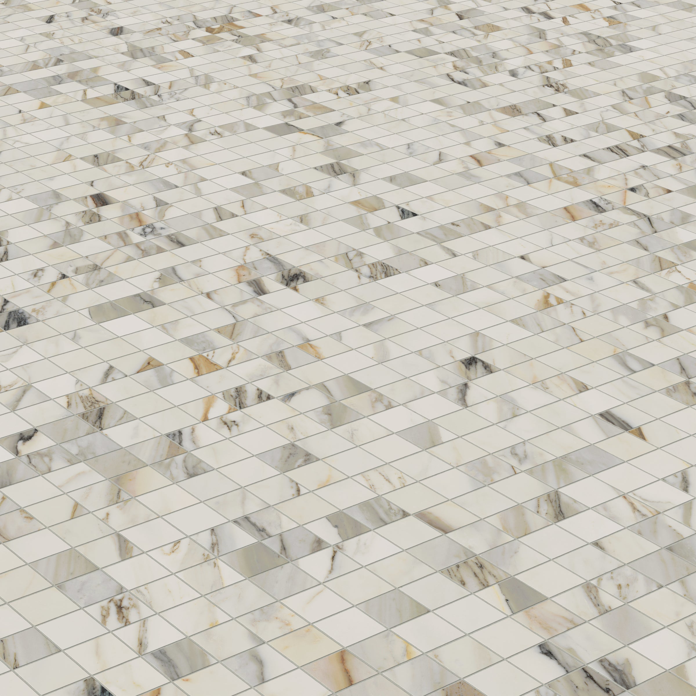 Aniston 2x2 Matte Porcelain Mosaic Tile in Calacatta Cremo