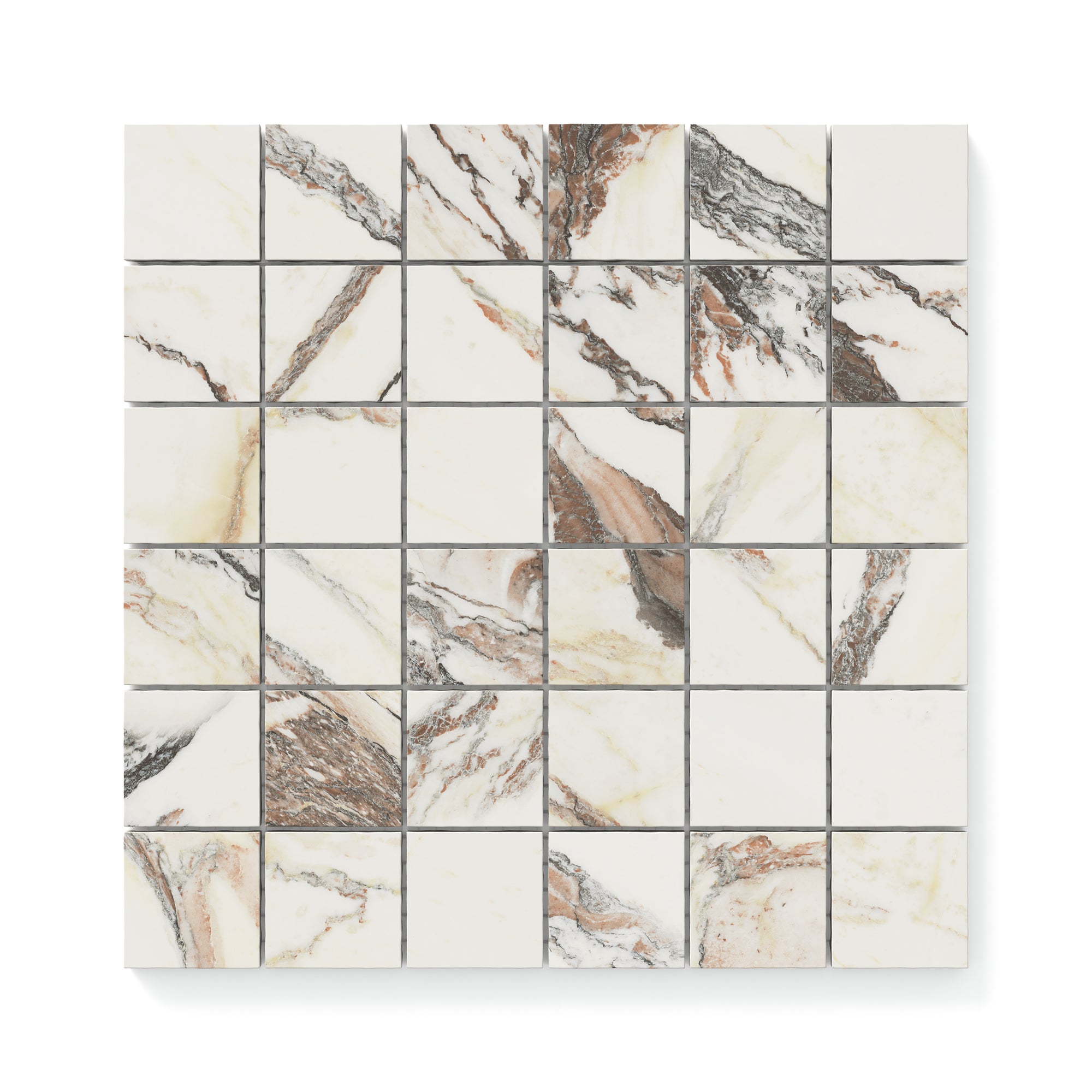 Aniston 2x2 Matte Porcelain Mosaic Tile in Calacatta Viola