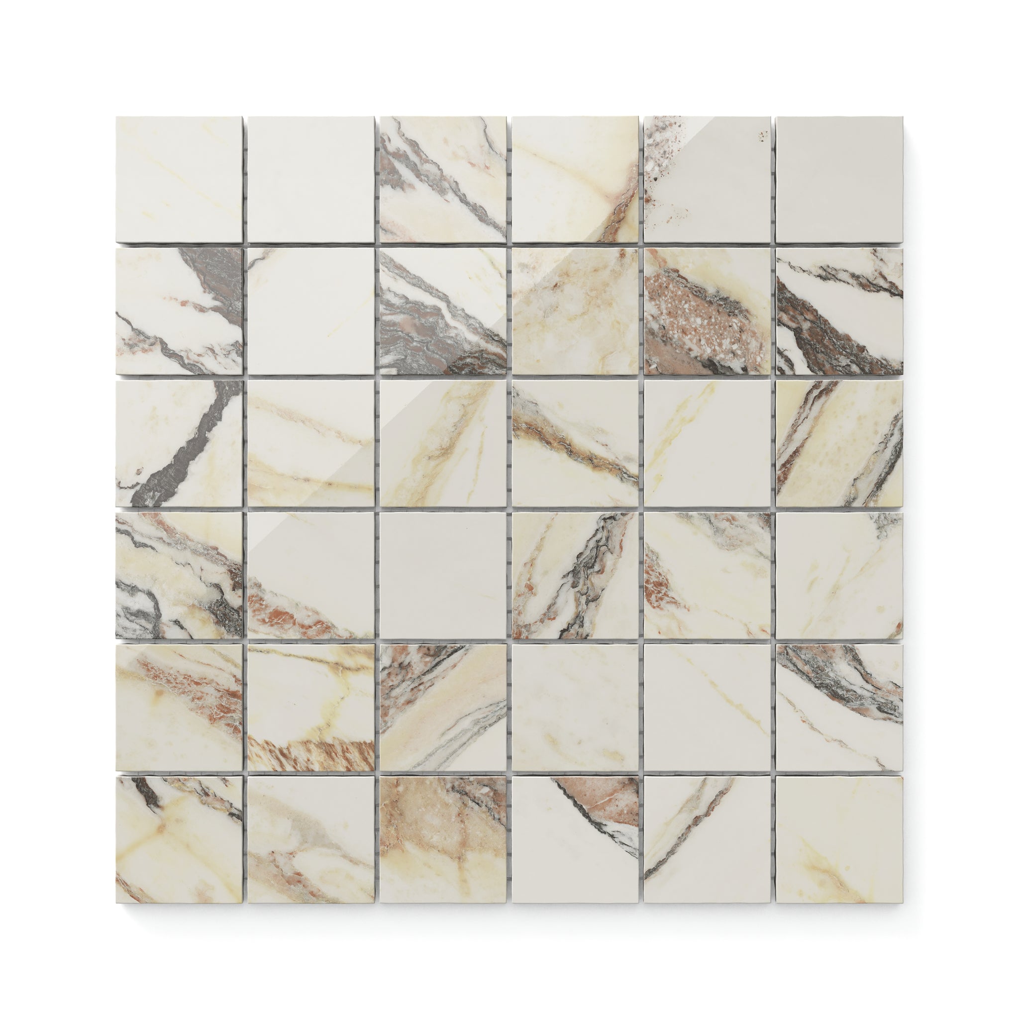 Aniston 2x2 Polished Porcelain Mosaic Tile in Calacatta Viola
