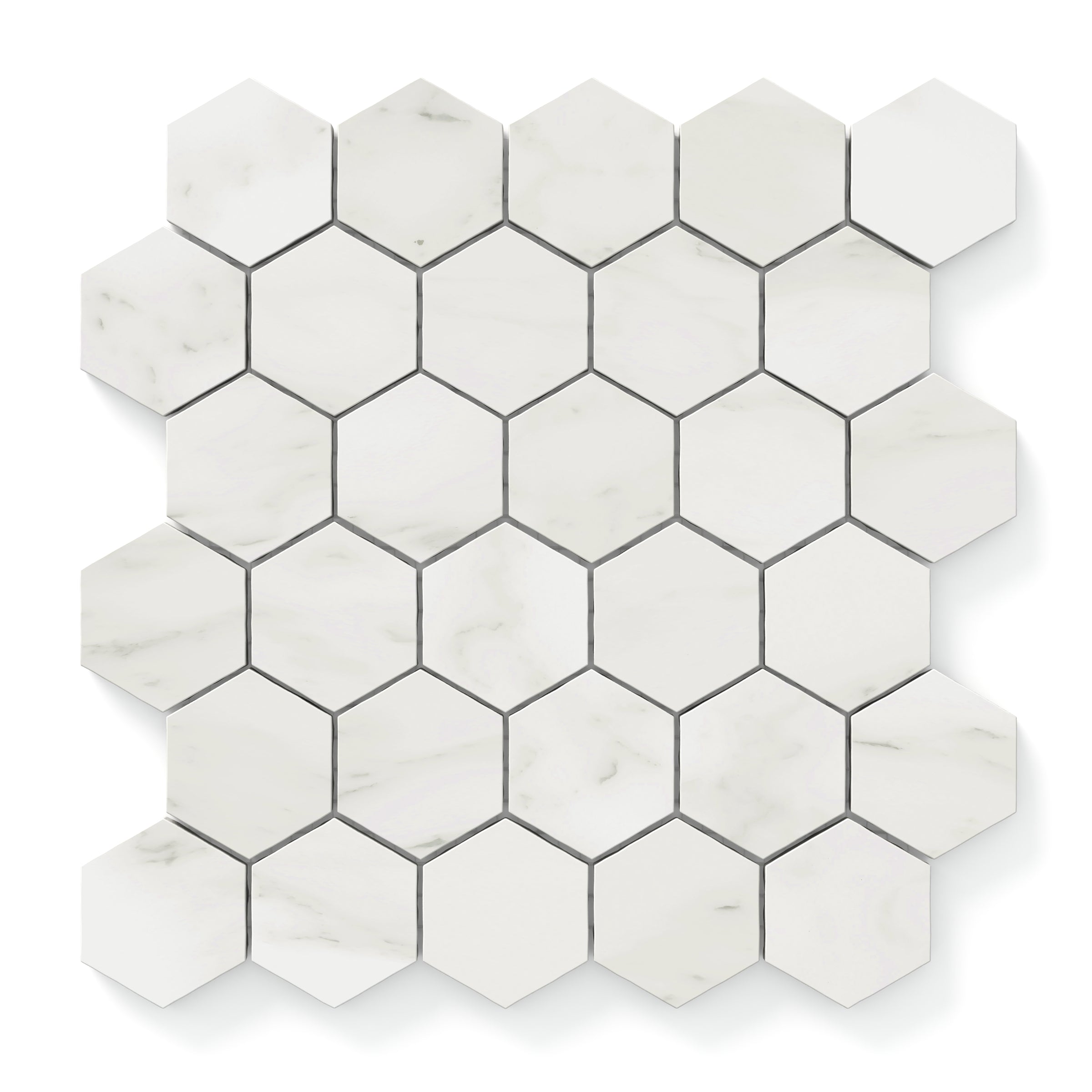 Aniston 2x2 Matte Porcelain Hexagon Mosaic Tile in Carrara Bianco