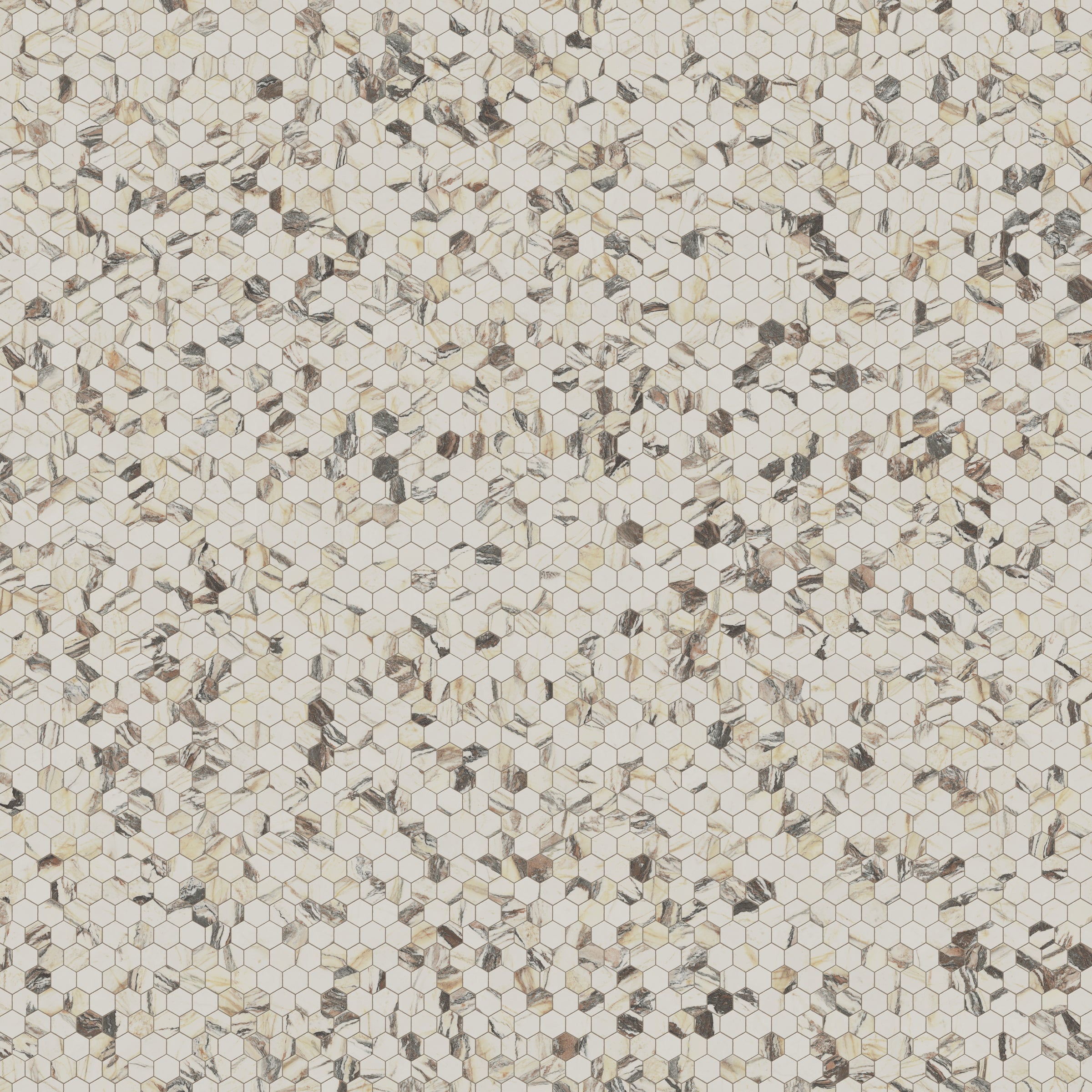 Aniston 2x2 Polished Porcelain Hexagon Mosaic Tile in Calacatta Viola