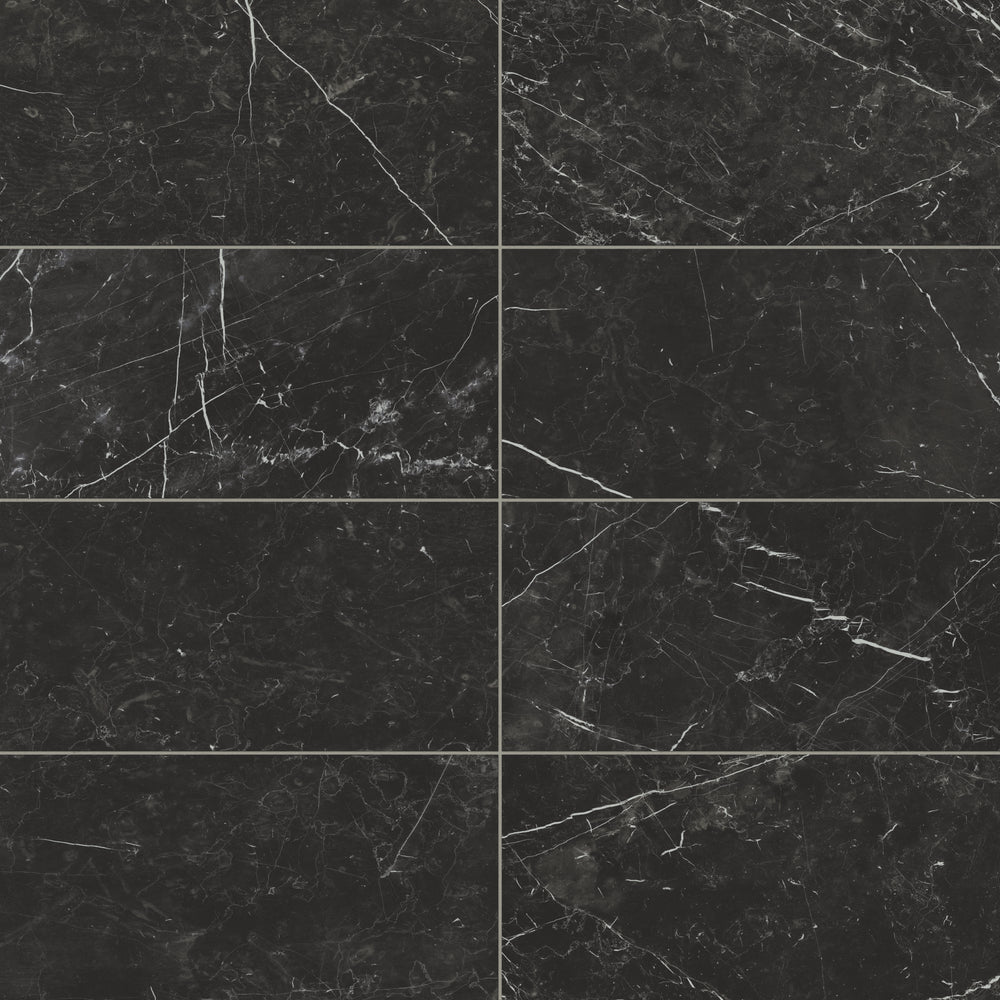 Leona 12x24 Matte Porcelain Tile in Nero Marquina