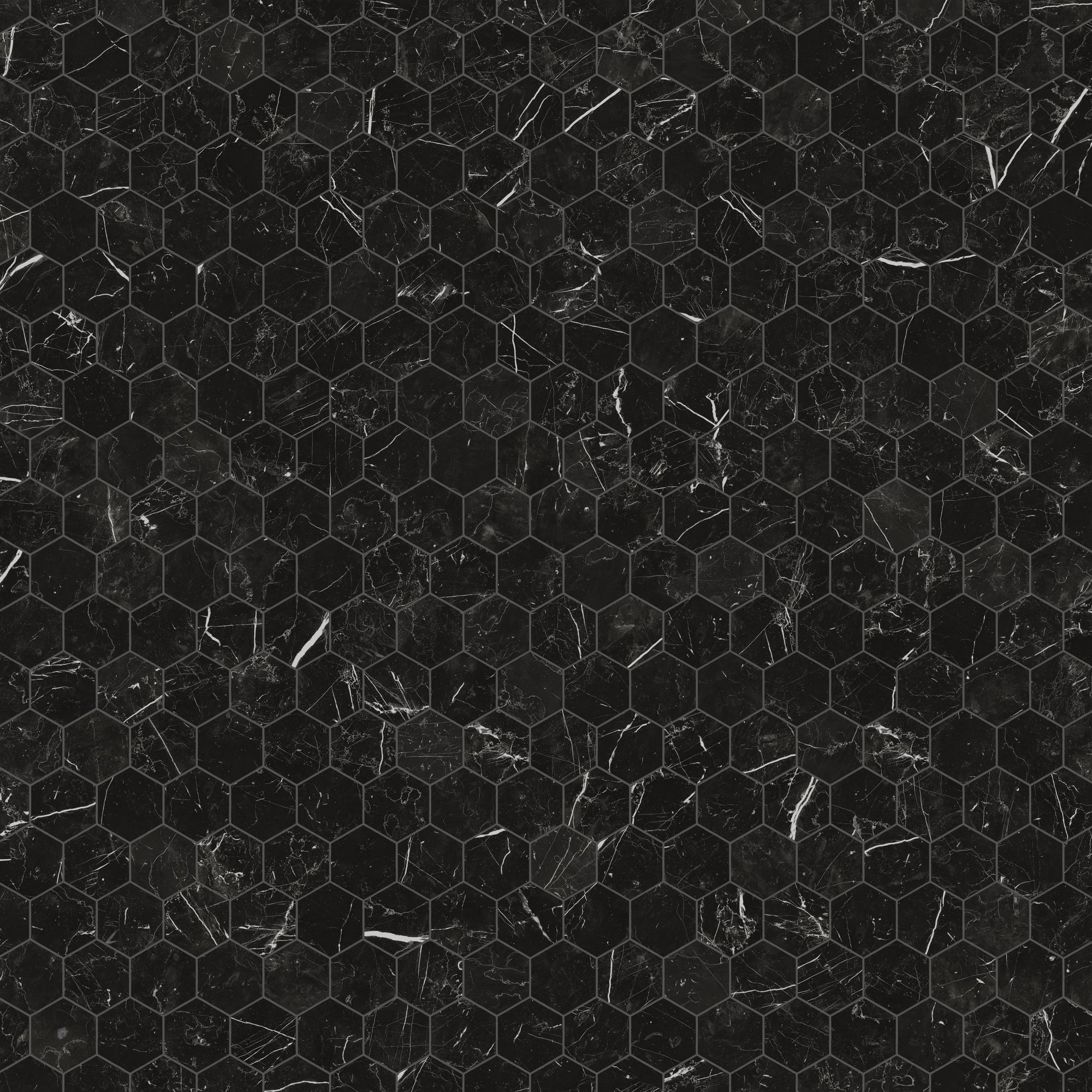 Leona 3x3 Matte Porcelain Hexagon Mosaic Tile in Nero Marquina