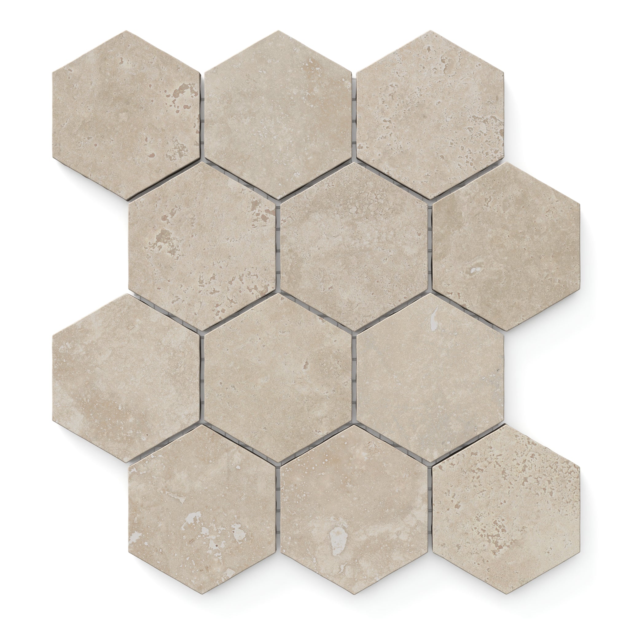 Leona 3x3 Matte Porcelain Hexagon Mosaic Tile in Marfil