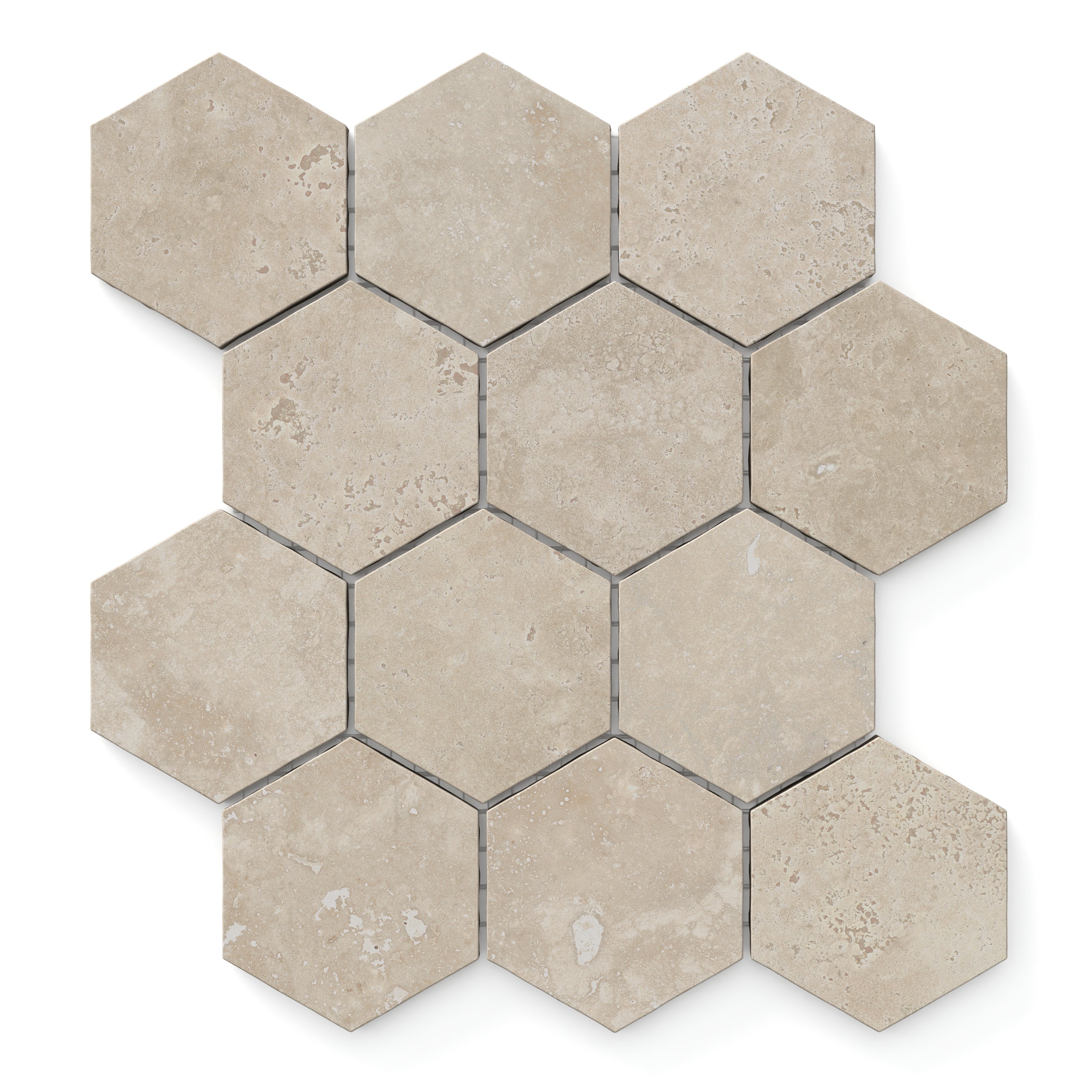 Leona 3x3 Matte Porcelain Hexagon Mosaic Tile in Marfil