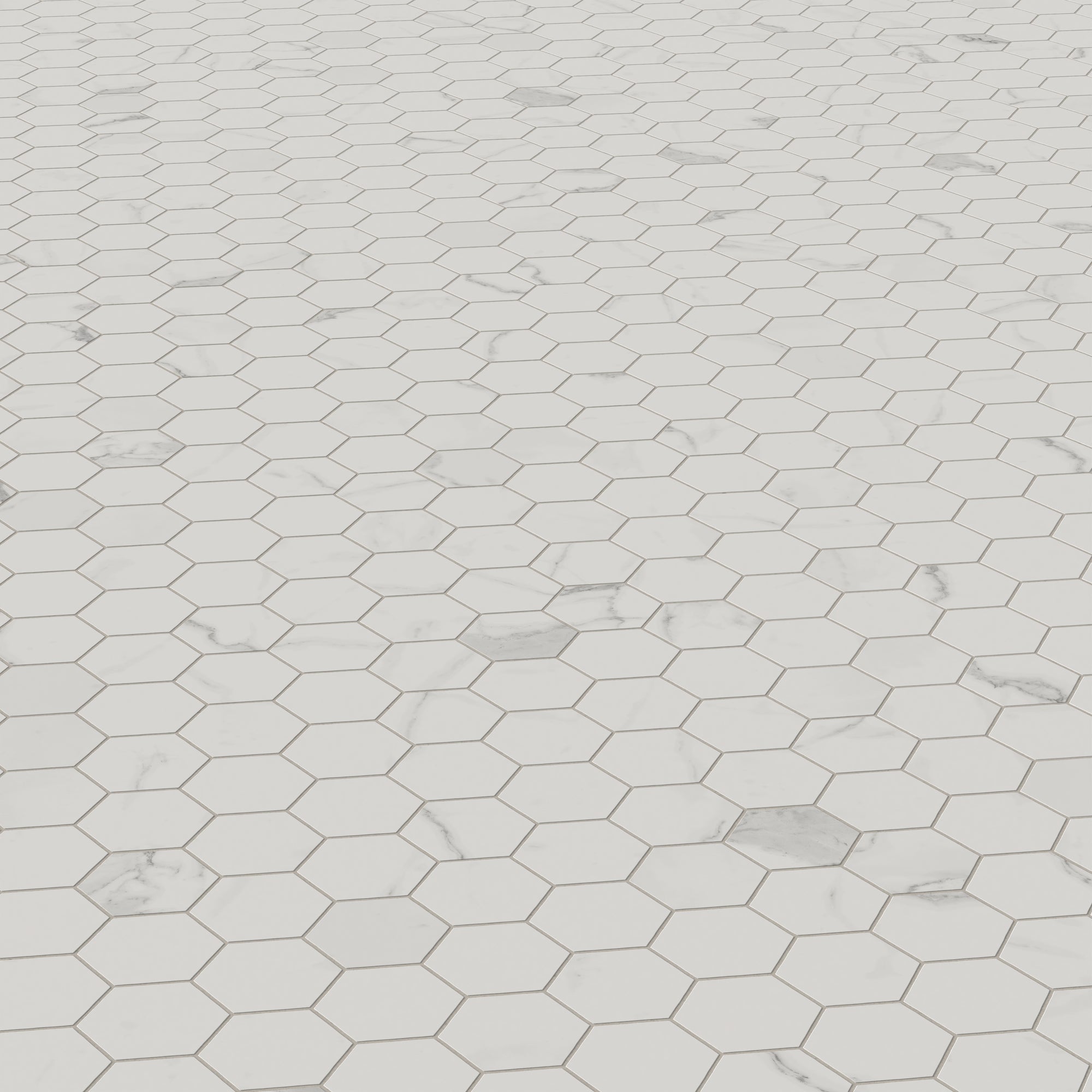 Leona 3x3 Matte Porcelain Hexagon Mosaic Tile in Calacatta