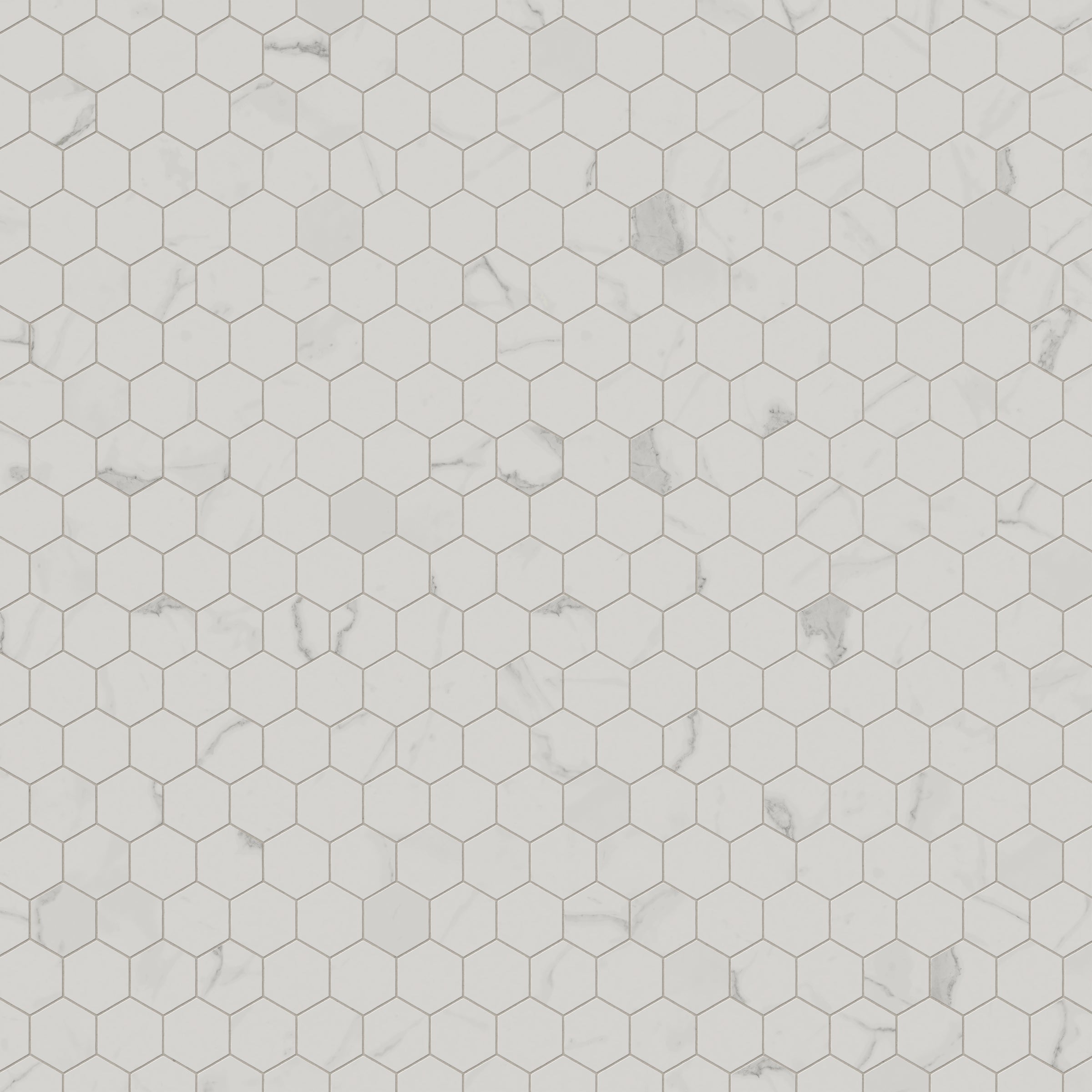 Leona 3x3 Matte Porcelain Hexagon Mosaic Tile in Calacatta