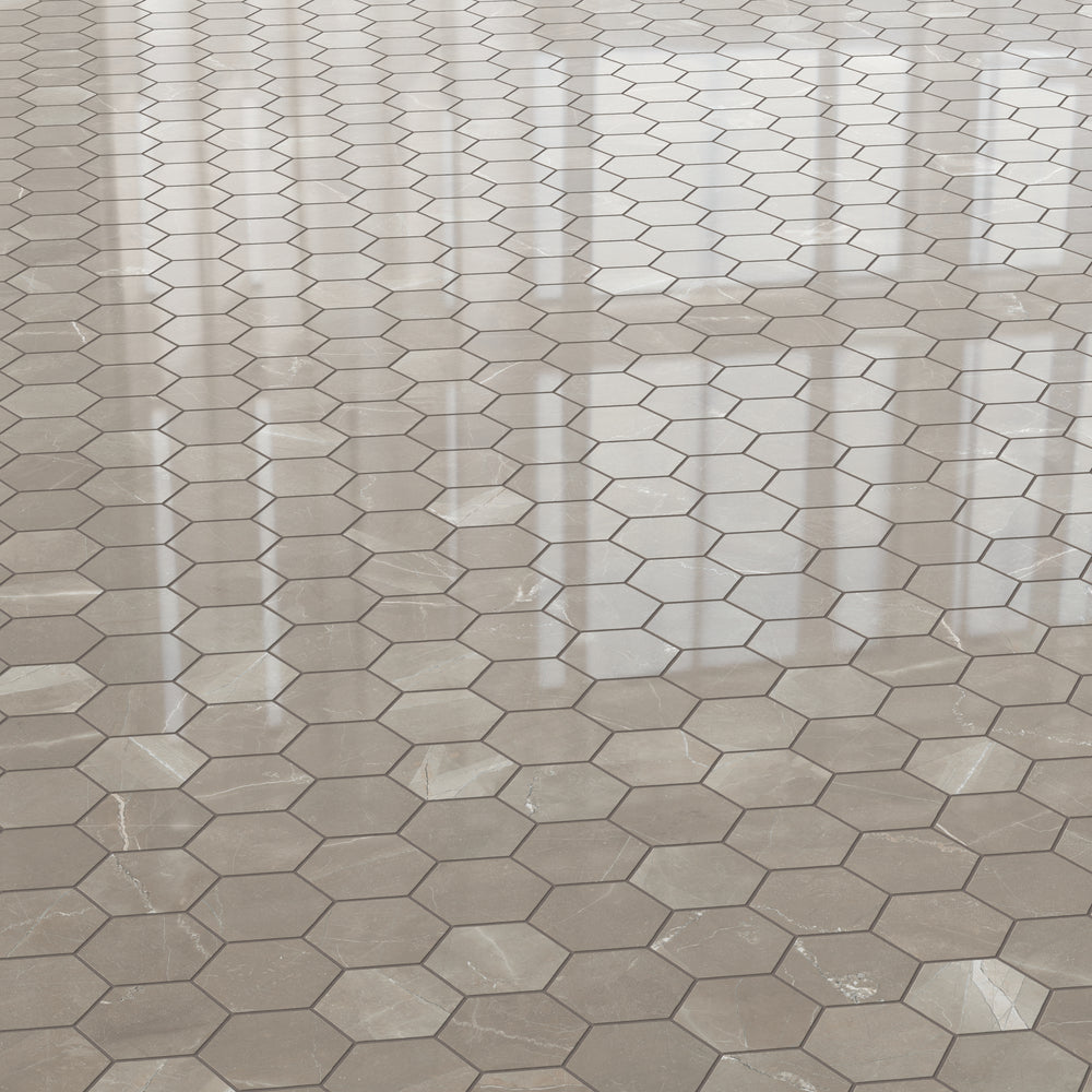 Leona 3x3 Polished Porcelain Hexagon Mosaic Tile in Amani Bronze