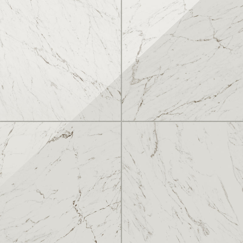 Blair 24x24 Polished Porcelain Tile in White Carrara