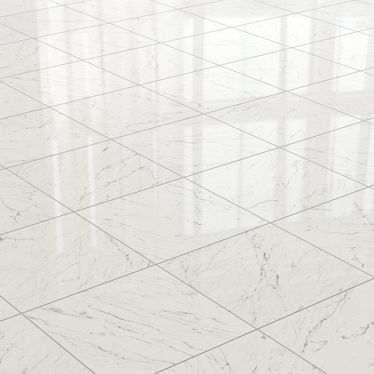 Blair 24x24 Polished Porcelain Tile in White Carrara