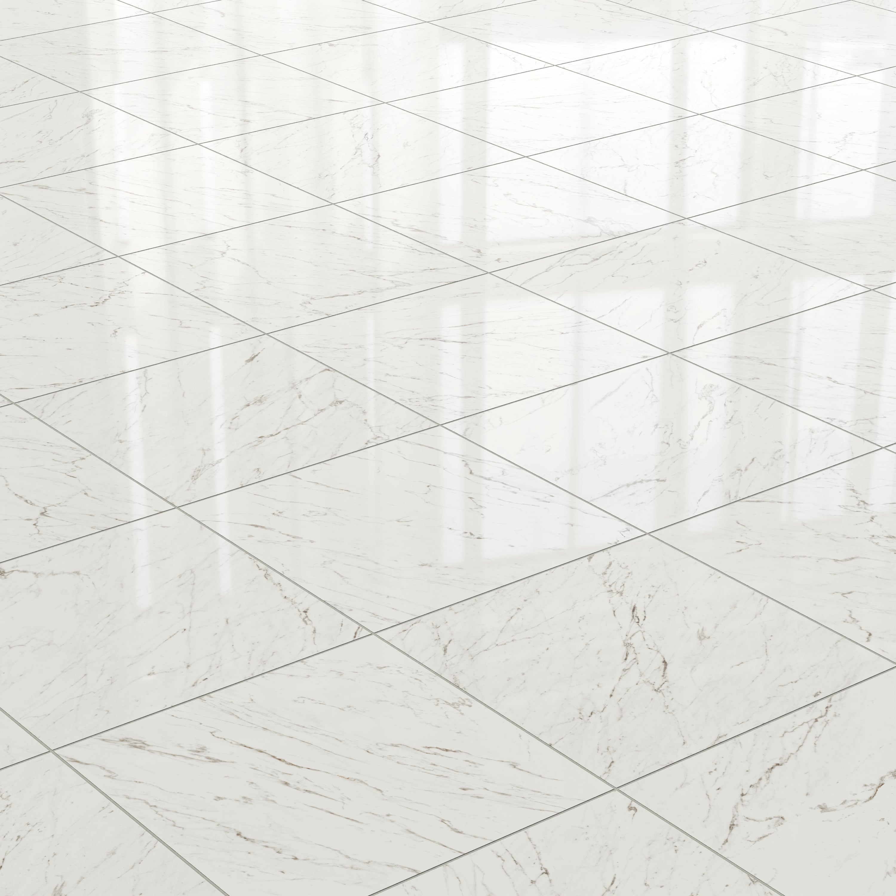 Blair 24x24 Polished Porcelain Tile in White Carrara