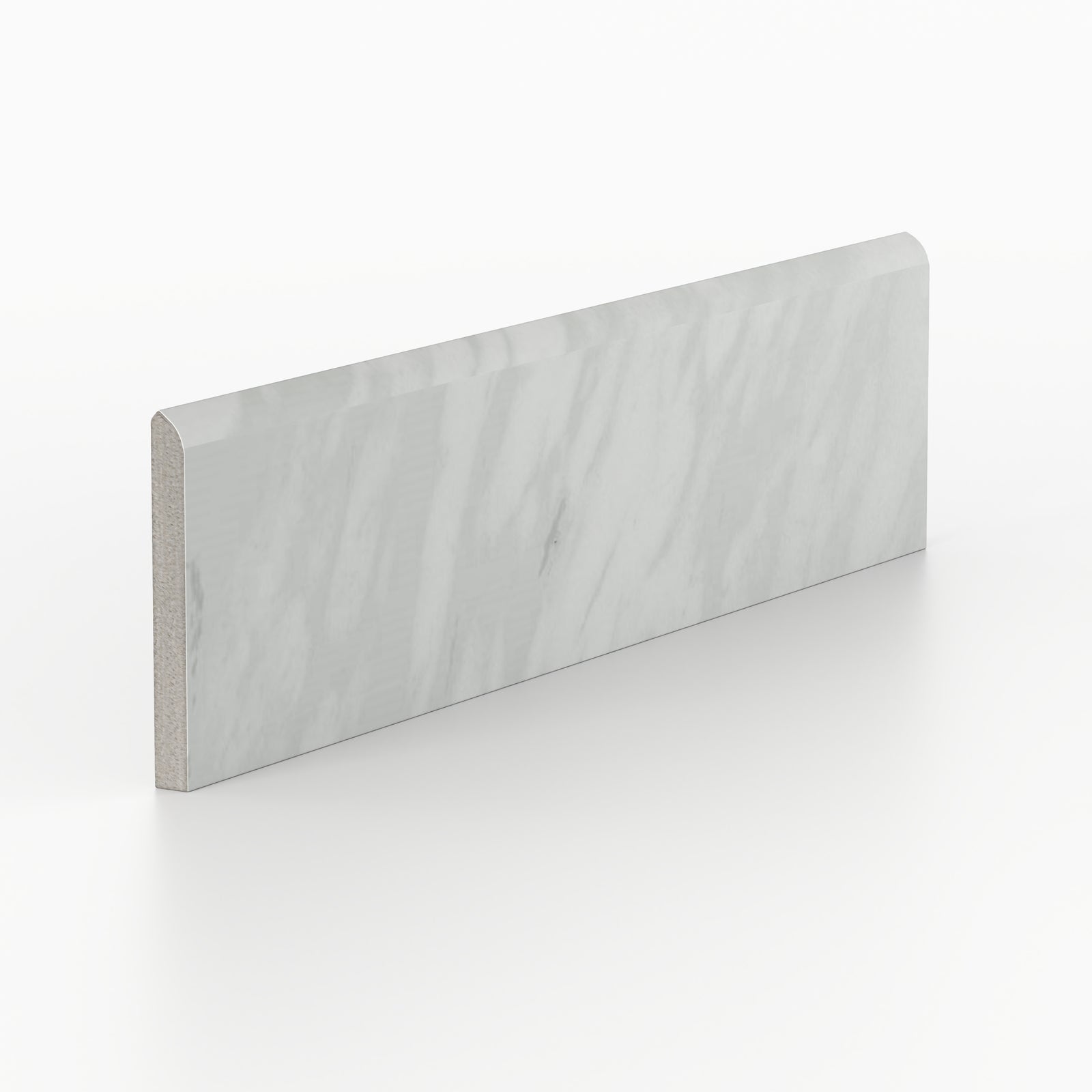 Blair 3x12 Matte Porcelain Bullnose Tile in Volakas White