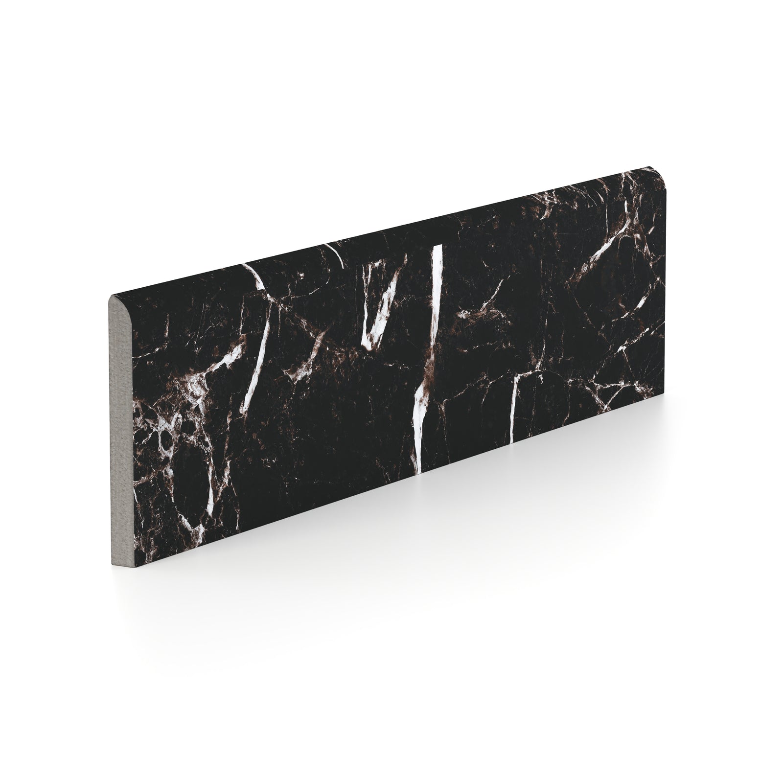 Blair 3x12 Matte Porcelain Bullnose Tile in Marmo Black