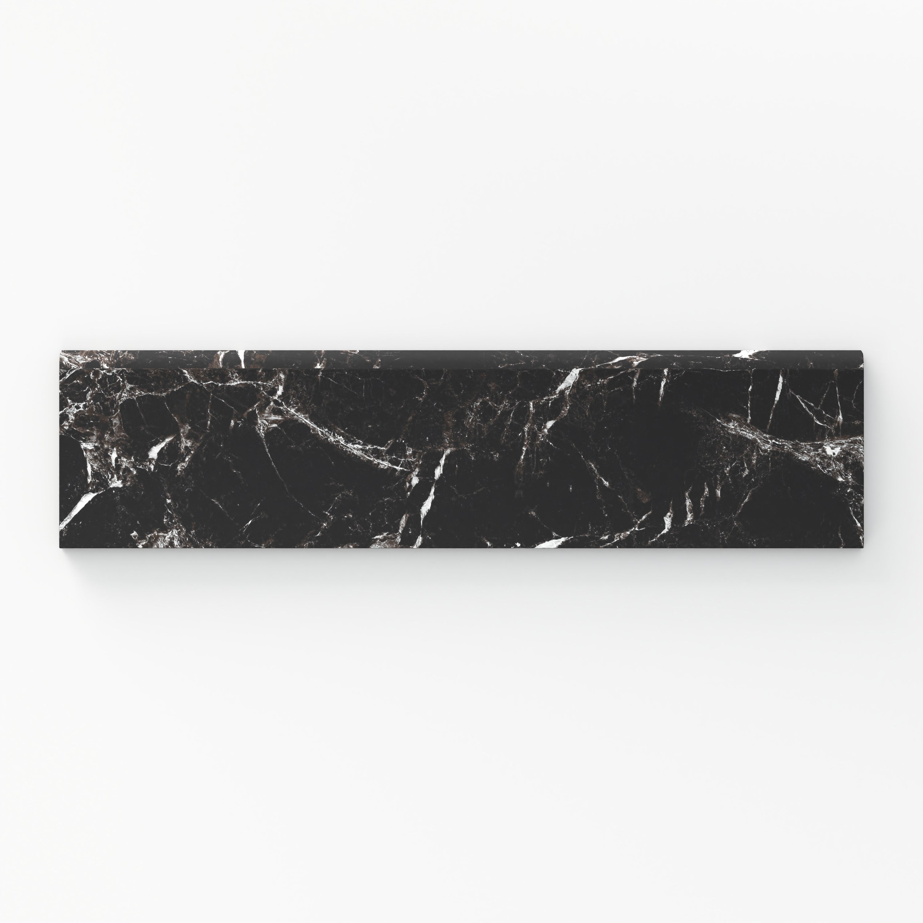 Blair 3x12 Matte Porcelain Bullnose Tile in Marmo Black
