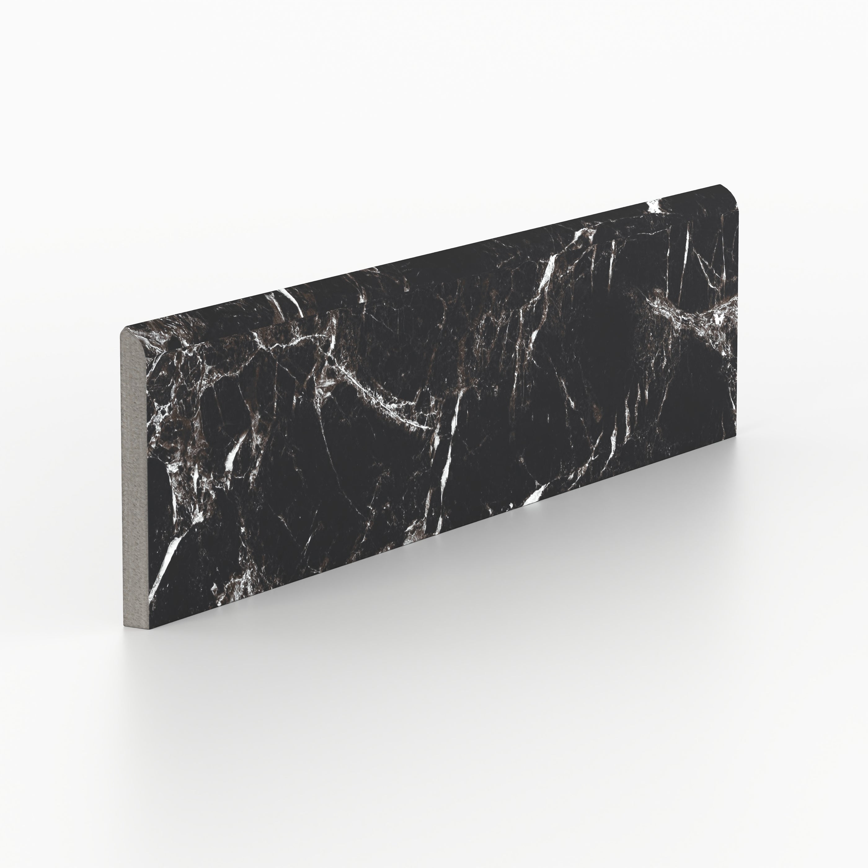 Blair 3x12 Matte Porcelain Bullnose Tile in Marmo Black