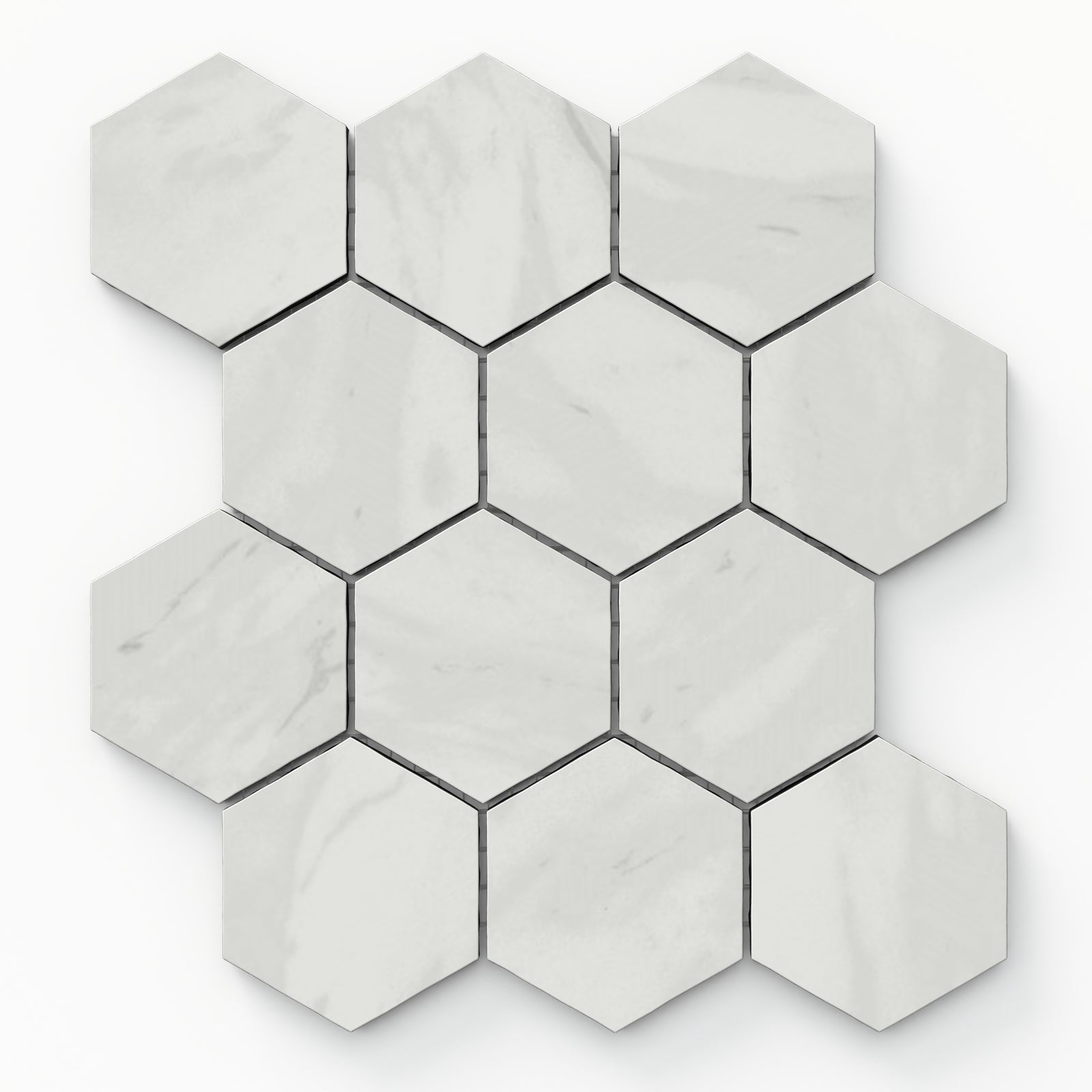 Blair 3x3 Matte Porcelain Hexagon Mosaic Tile in Volakas White