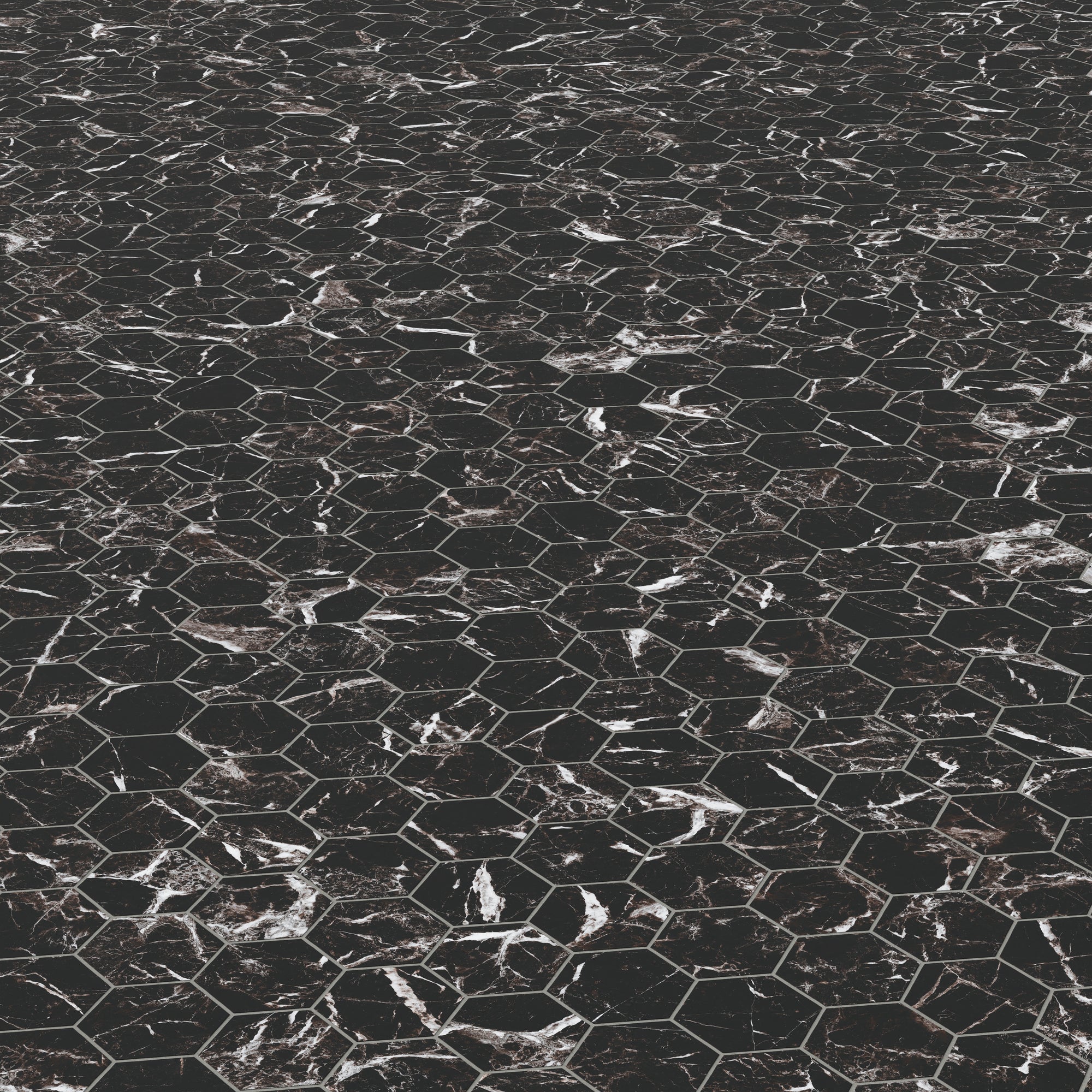 Blair 3x3 Matte Porcelain Hexagon Mosaic Tile in Marmo Black