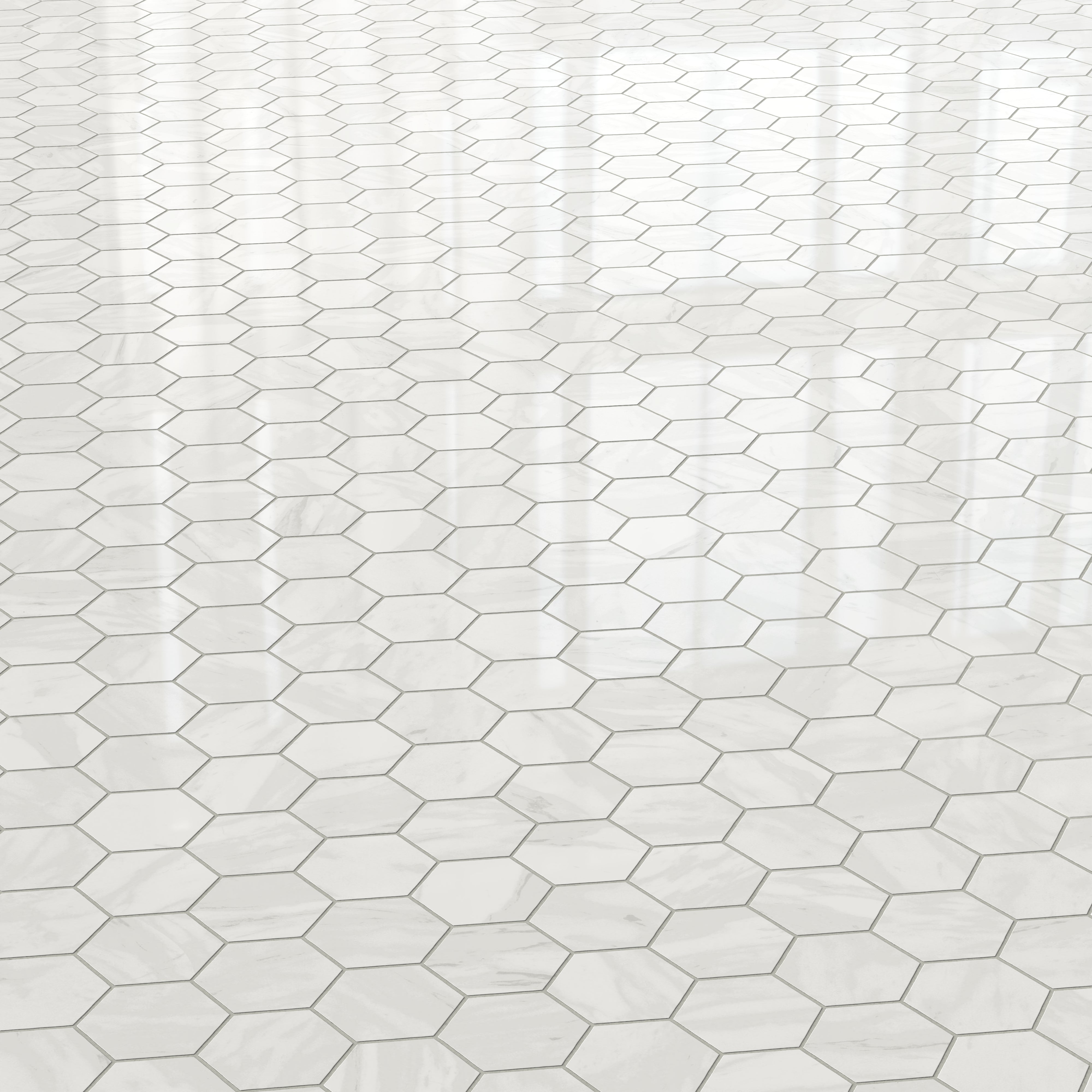 Blair 3x3 Polished Porcelain Hexagon Mosaic Tile in Volakas White