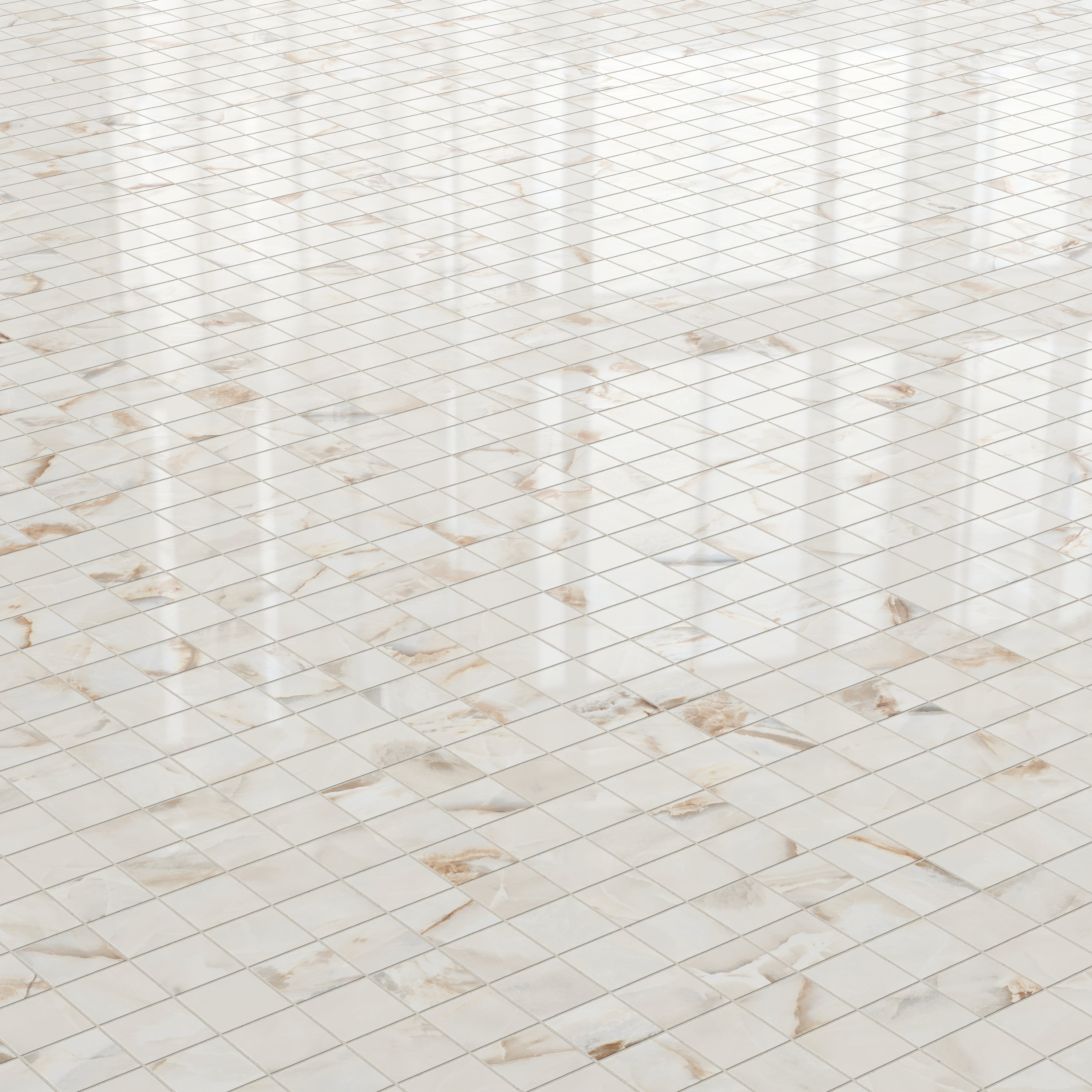 Astrid 2x2 Polished Porcelain Mosaic Tile in Alabaster
