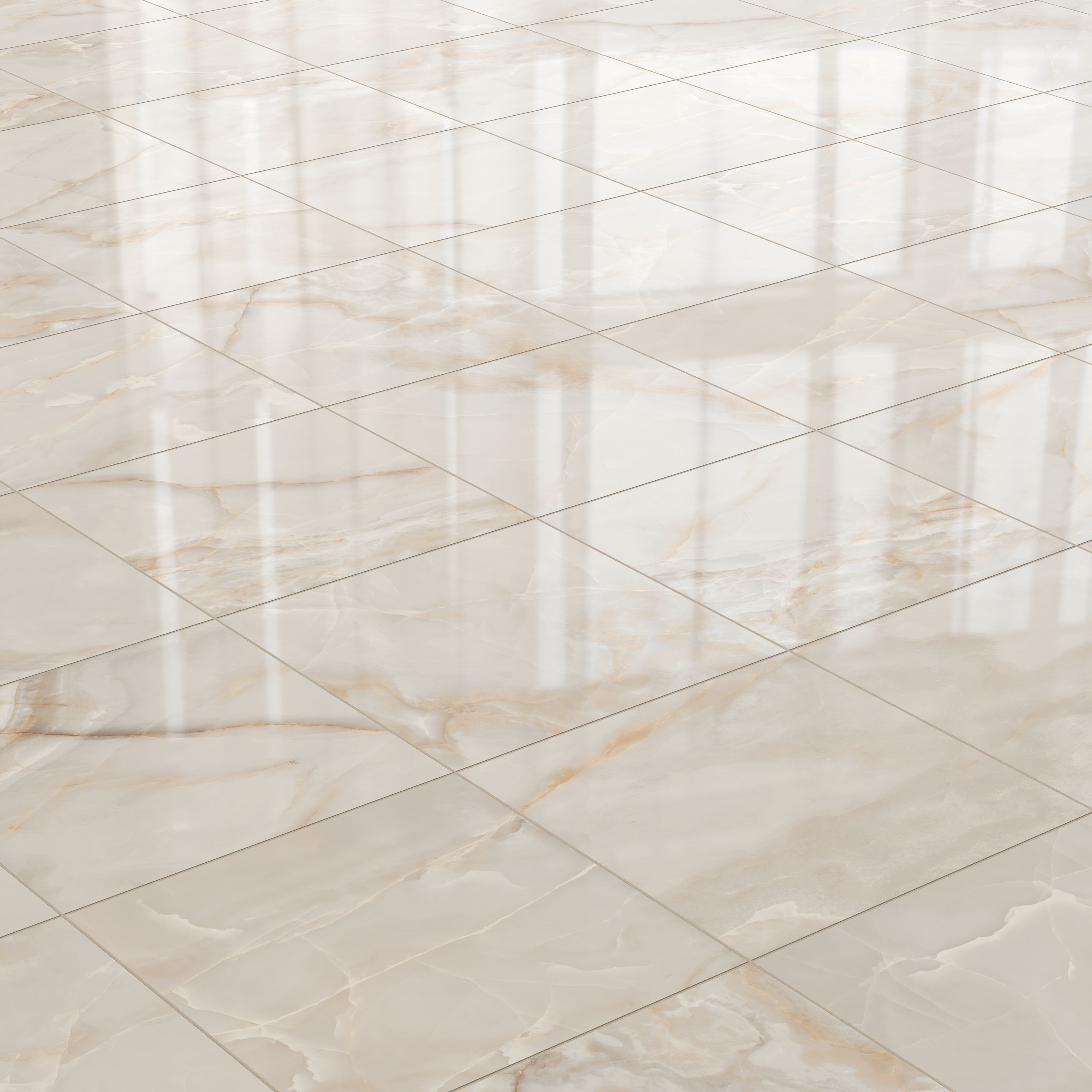 Astrid Sand 24x24 Polished: Onyx-Style Porcelain for Floor & Wall