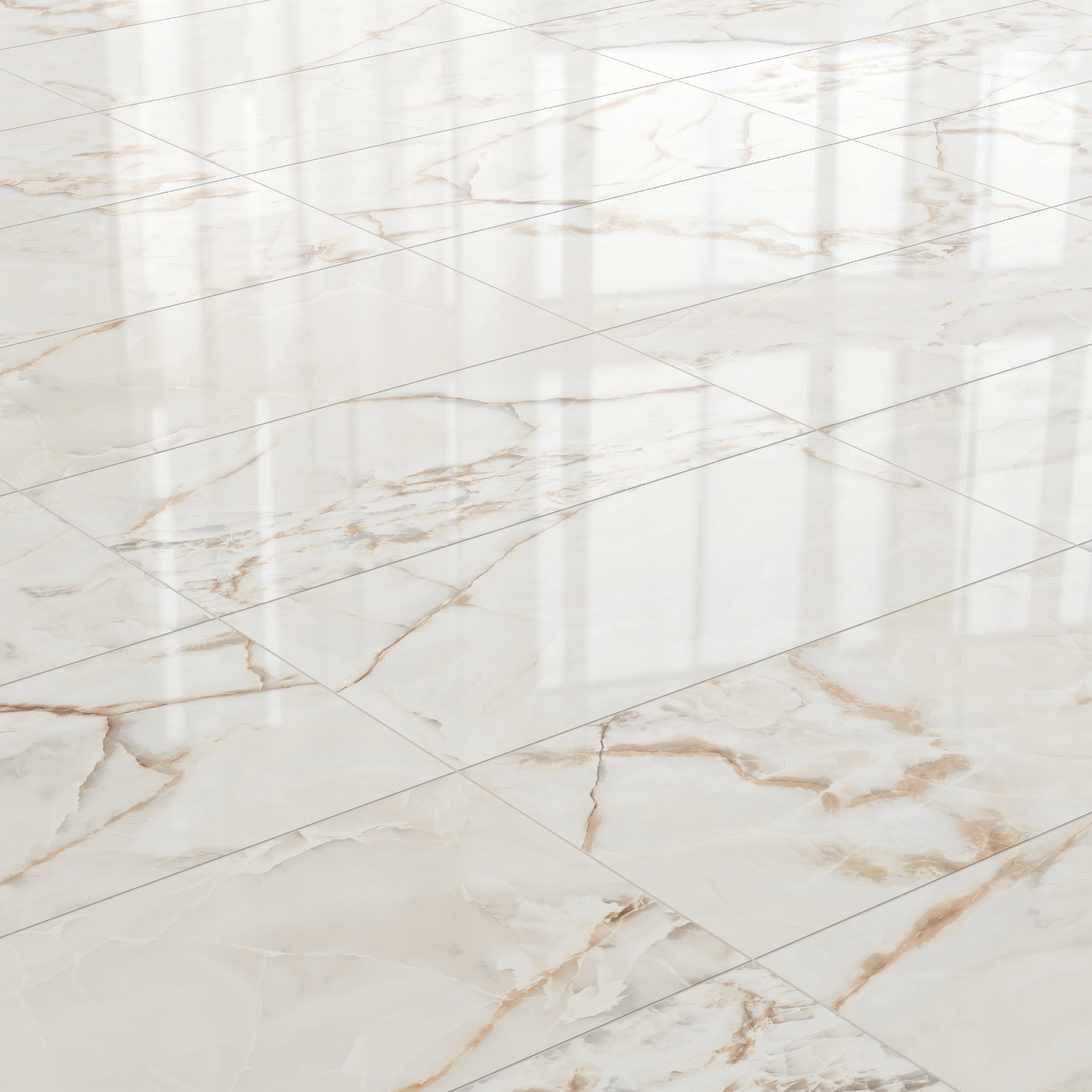 Astrid 24x48 Polished Porcelain Tile in Alabaster