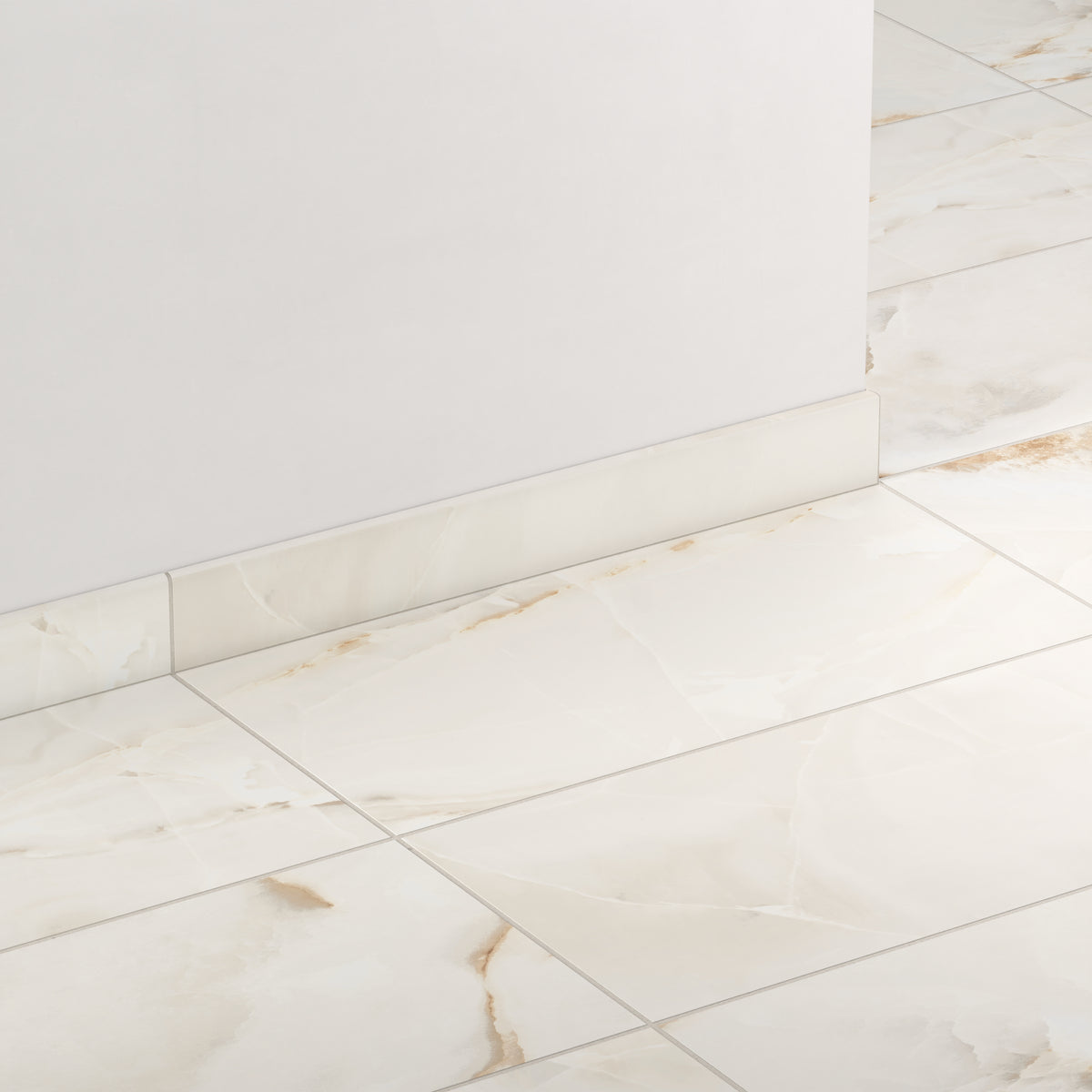 Astrid 3x24 Matte Porcelain Bullnose Tile in Alabaster