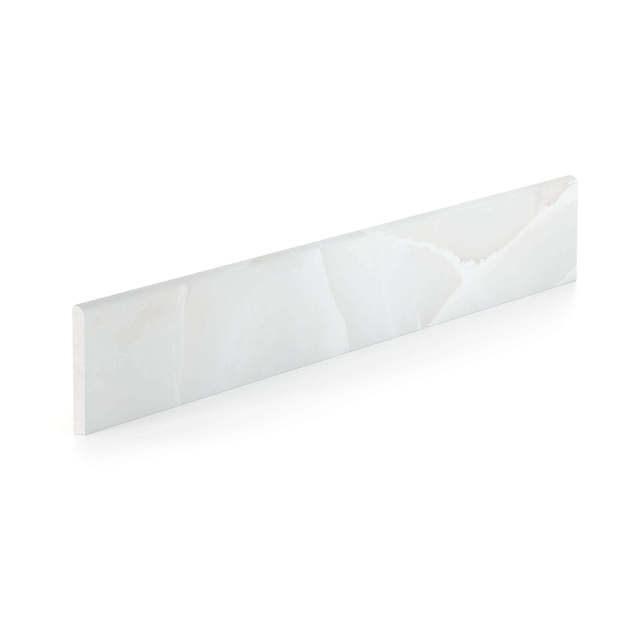 Astrid 3x24 Polished Porcelain Bullnose Tile in Pearl