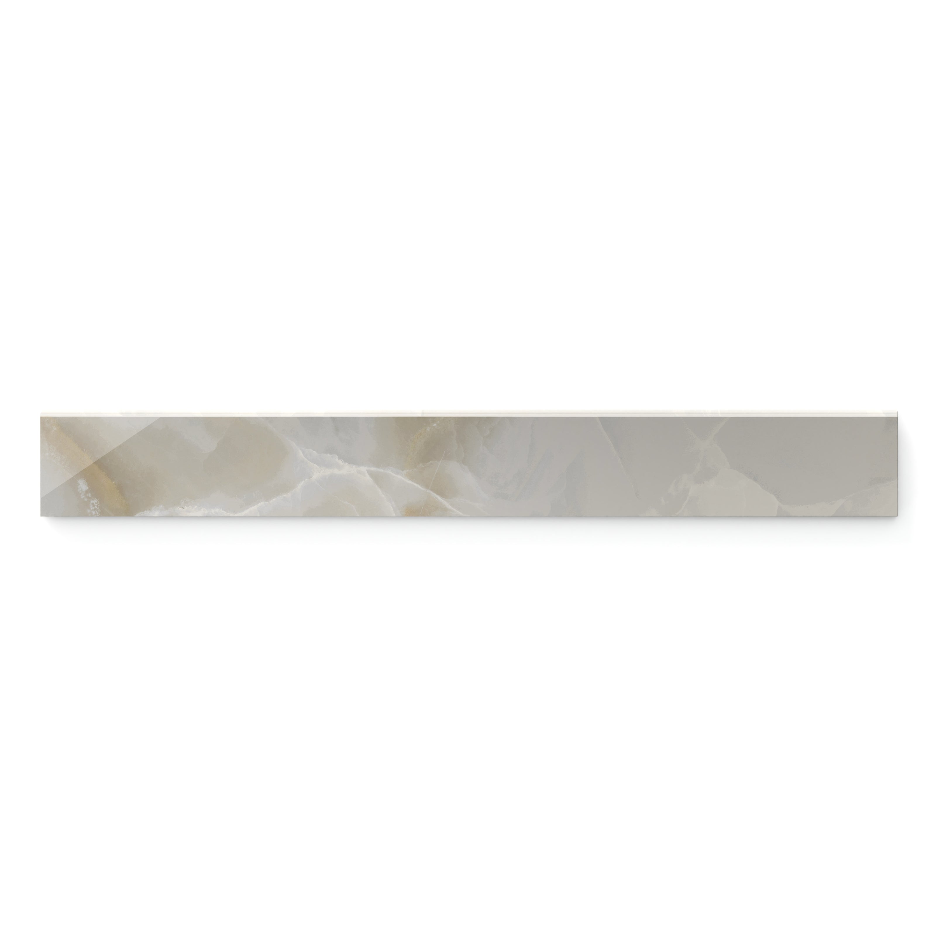 Astrid 3x24 Polished Porcelain Bullnose Tile in Oyster