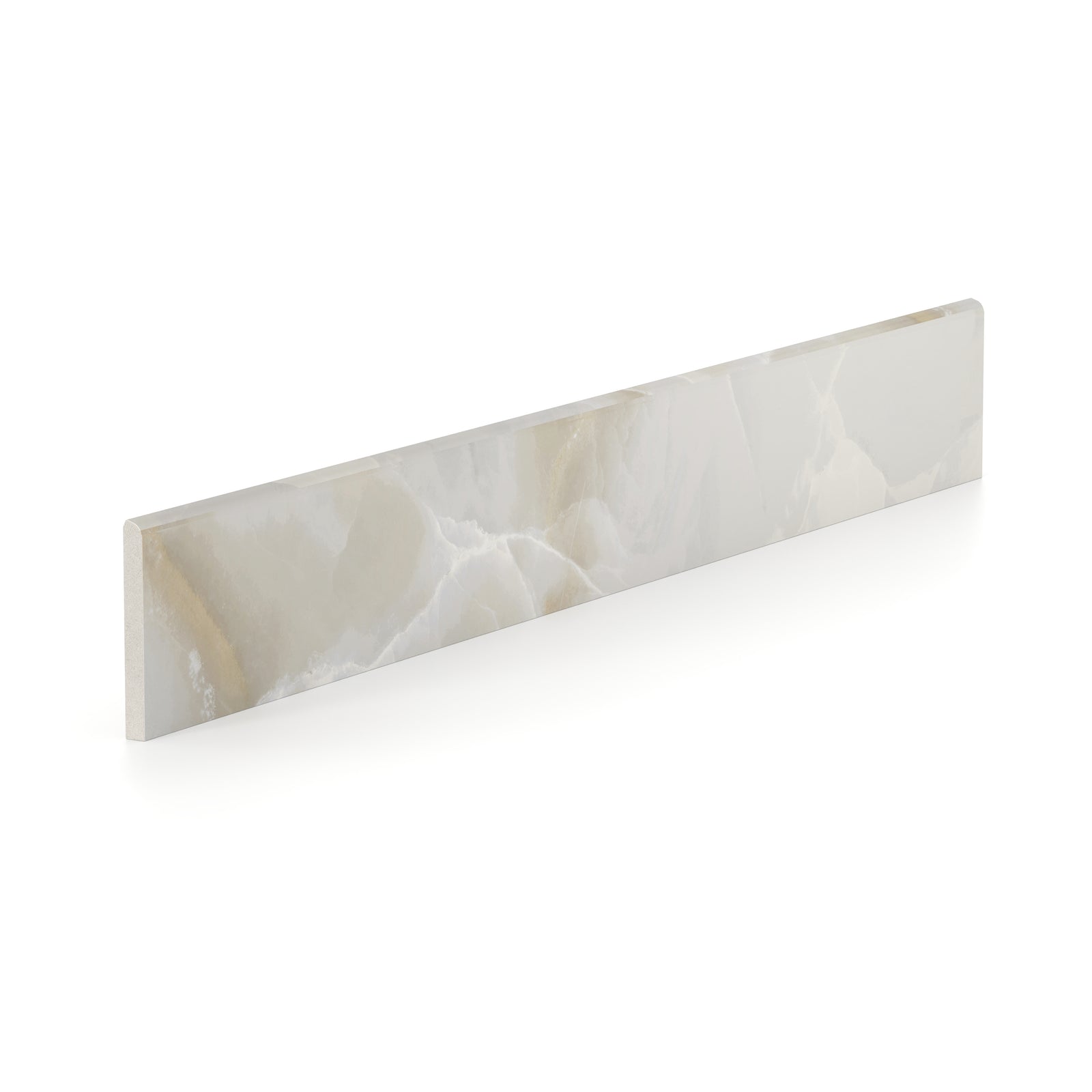Astrid 3x24 Polished Porcelain Bullnose Tile in Oyster