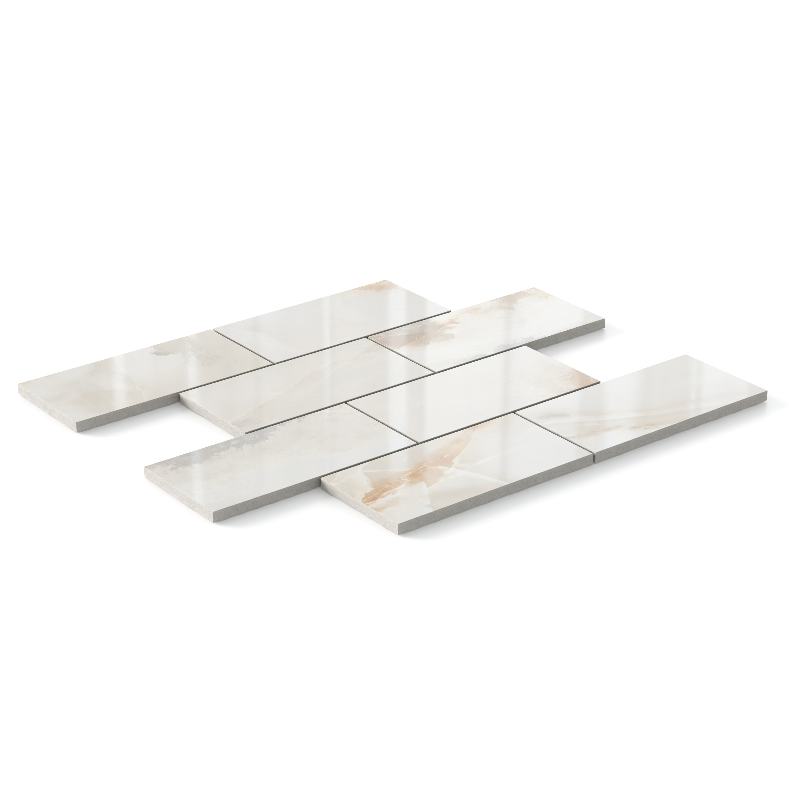 Astrid 3x6 Polished Porcelain Mosaic Tile in Alabaster