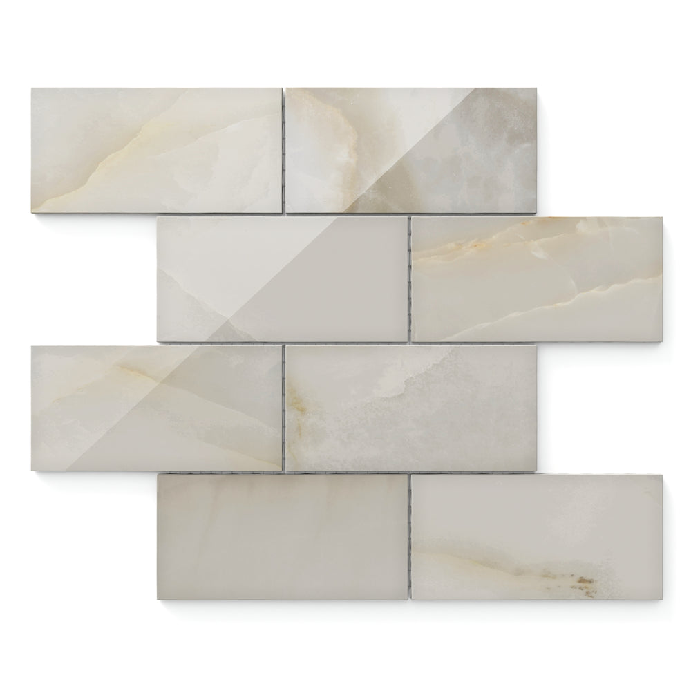 Astrid 3x6 Polished Porcelain Mosaic Tile in Oyster