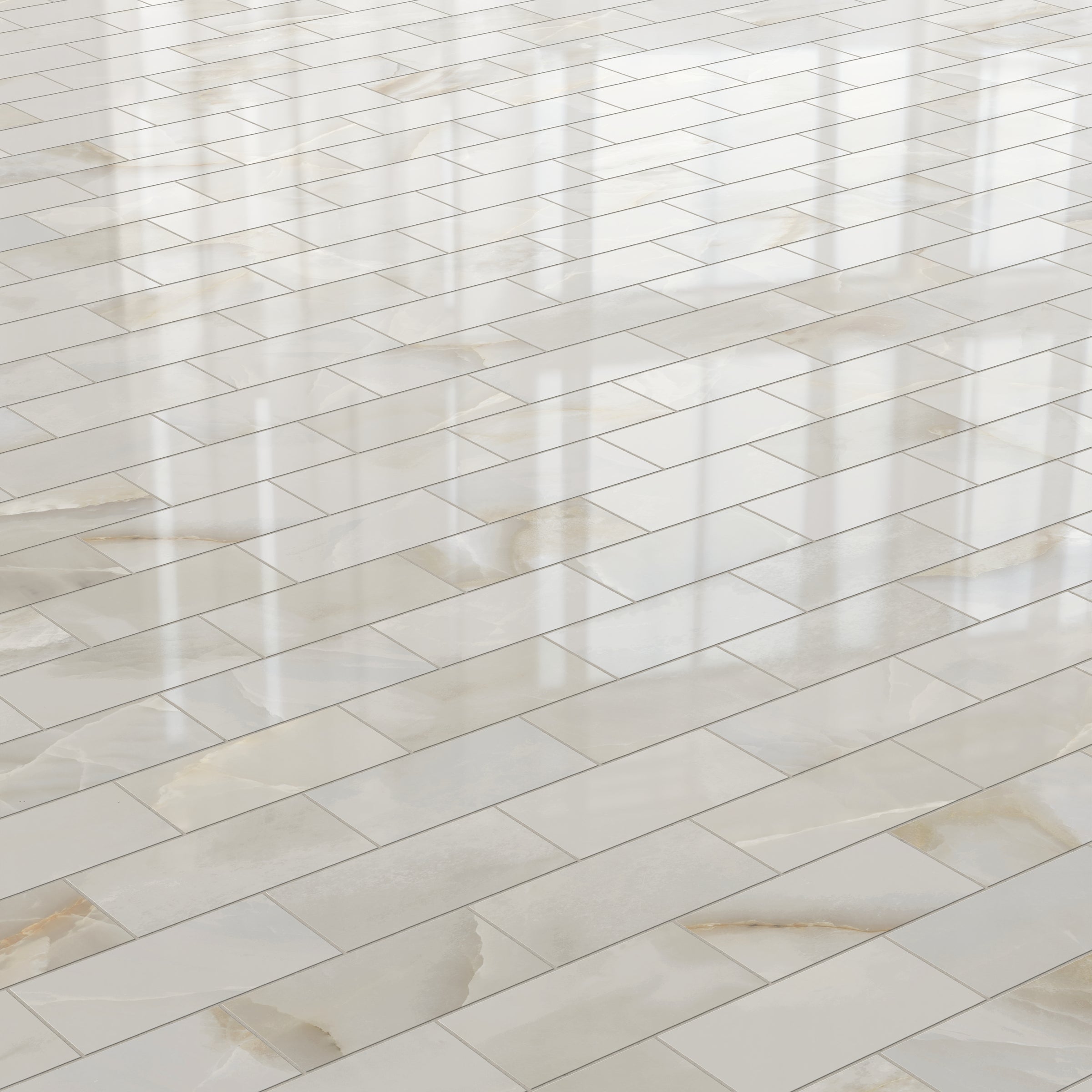 Astrid 3x6 Polished Porcelain Mosaic Tile in Oyster