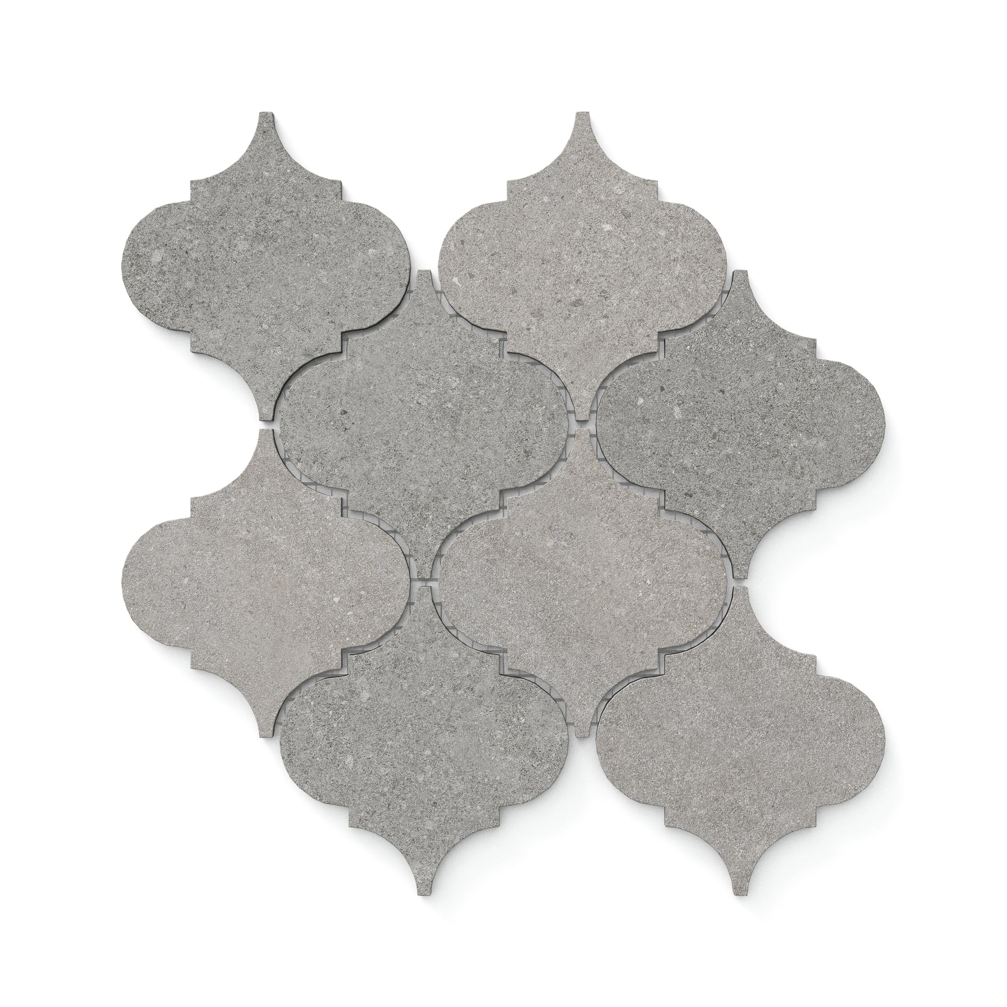 Shea 12x14.5 Matte Porcelain Arabesque Mosaic Tile in Cool Blend