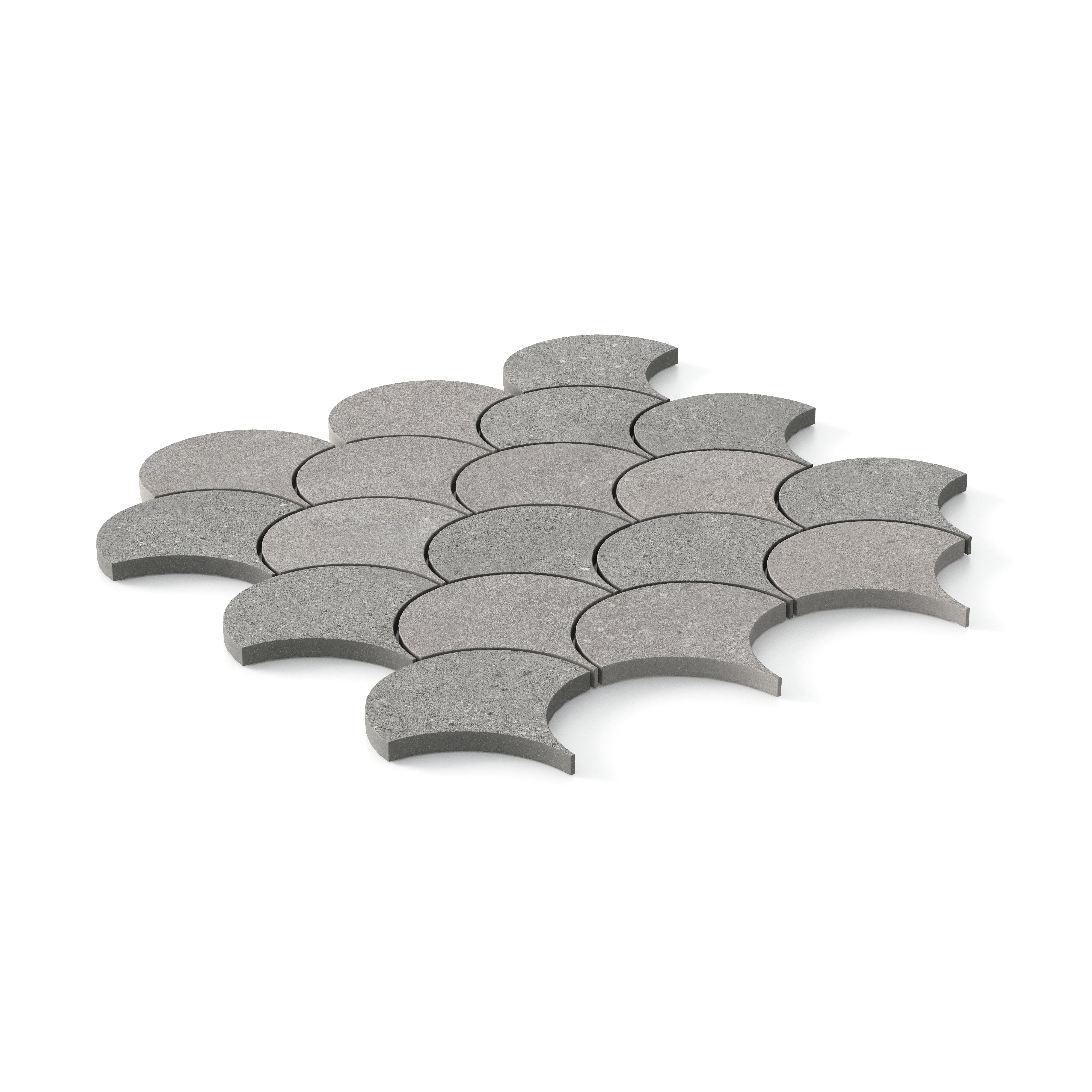 Shea 13.7x14.5 Matte Porcelain Wave Mosaic Tile in Cool Blend