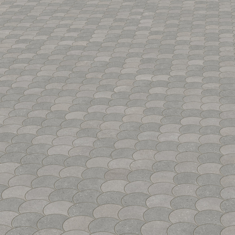 Shea 13.7x14.5 Matte Porcelain Wave Mosaic Tile in Cool Blend